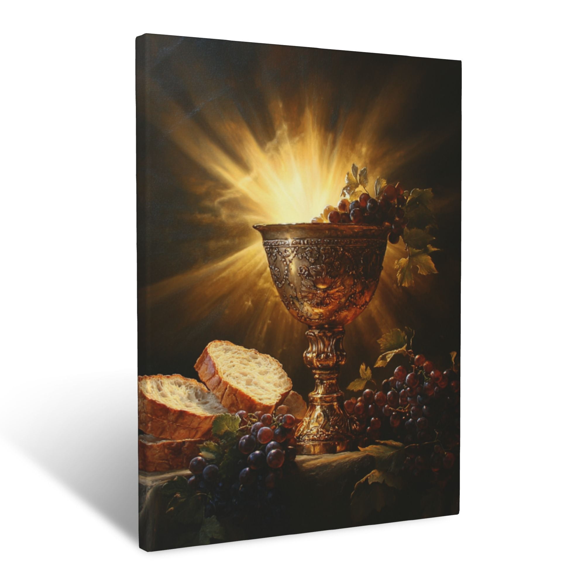 CozyNet A Glowing Chalice Surrounded By Bread And Grapes, Illuminated ...