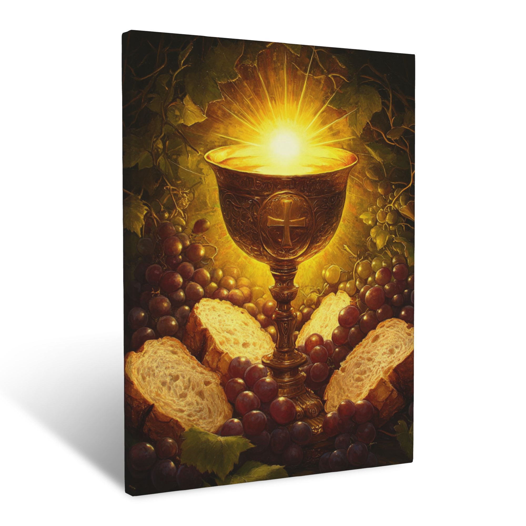 CozyNet A Glowing Chalice Surrounded By Radiant Bread And Grapes ...