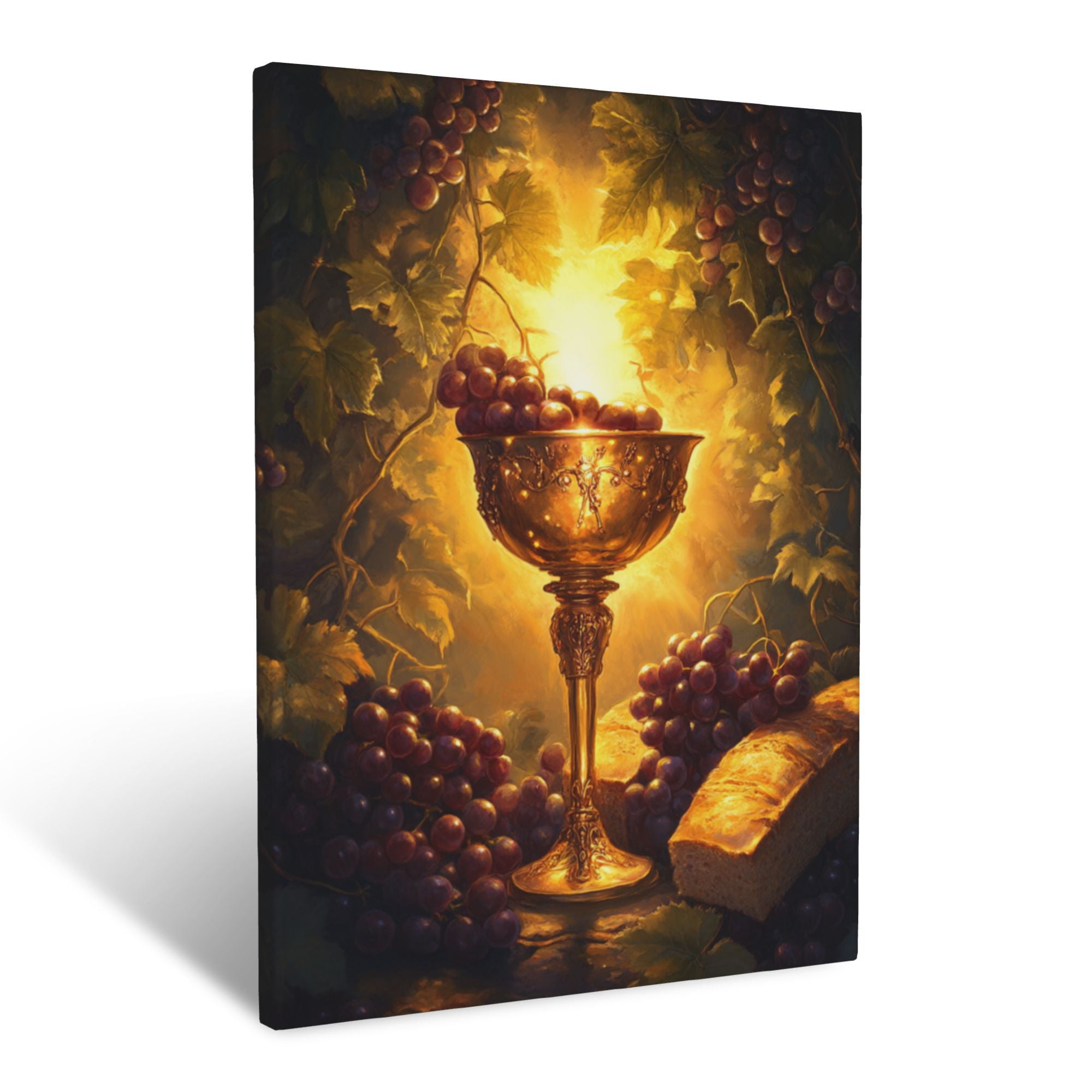 CozyNet A Glowing Chalice Surrounded By Radiant Grapes And Bread ...