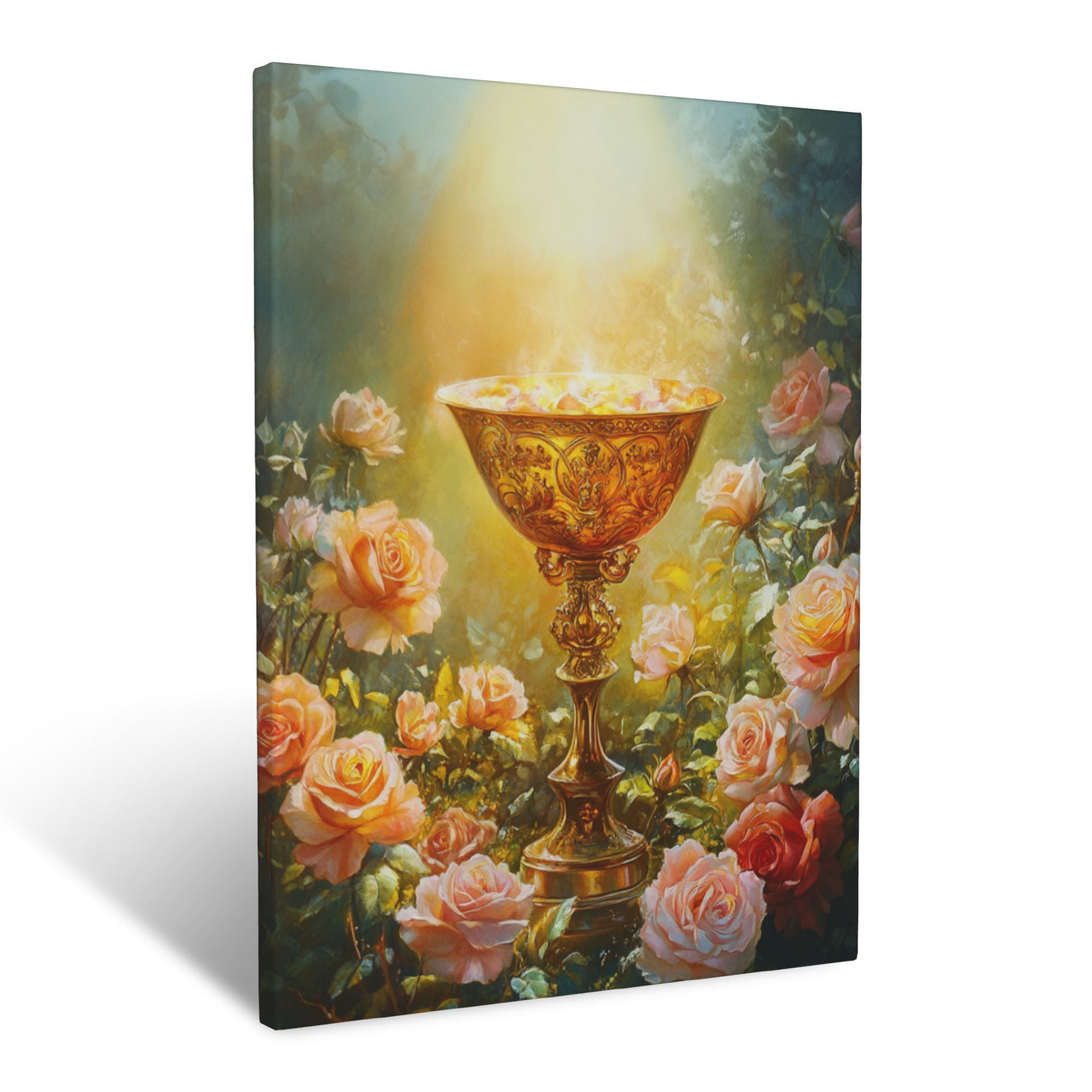 CozyNet A Glowing Chalice Surrounded By Radiant Roses Under Sunlight ...