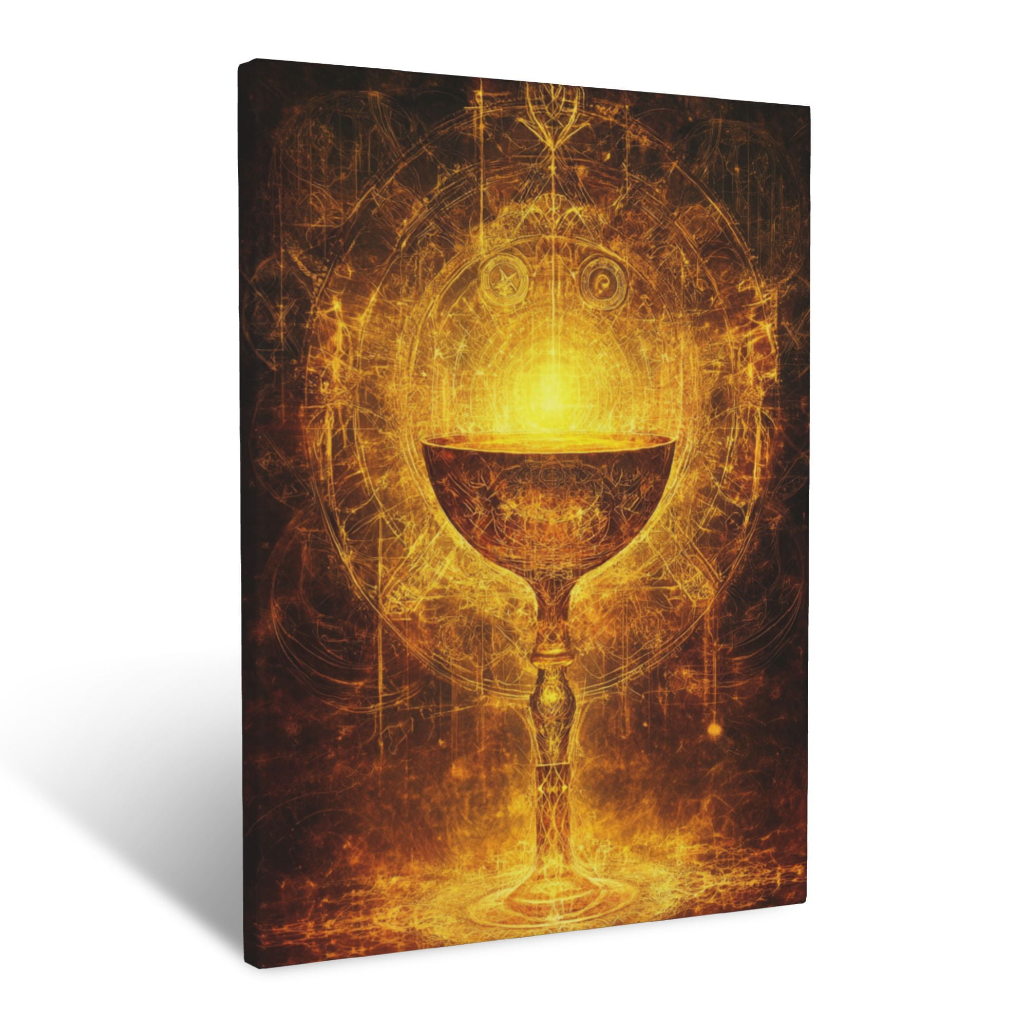 CozyNet A Glowing Golden Chalice Intricate Sacred Symbols & Divine ...