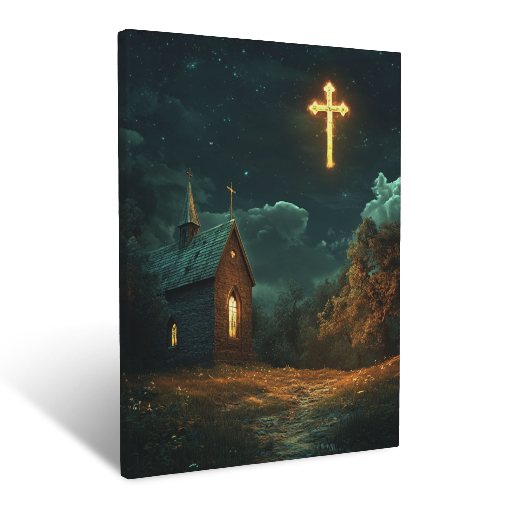 CozyNet A Peaceful Countryside With A Chapel & A Glowing Cross Above ...
