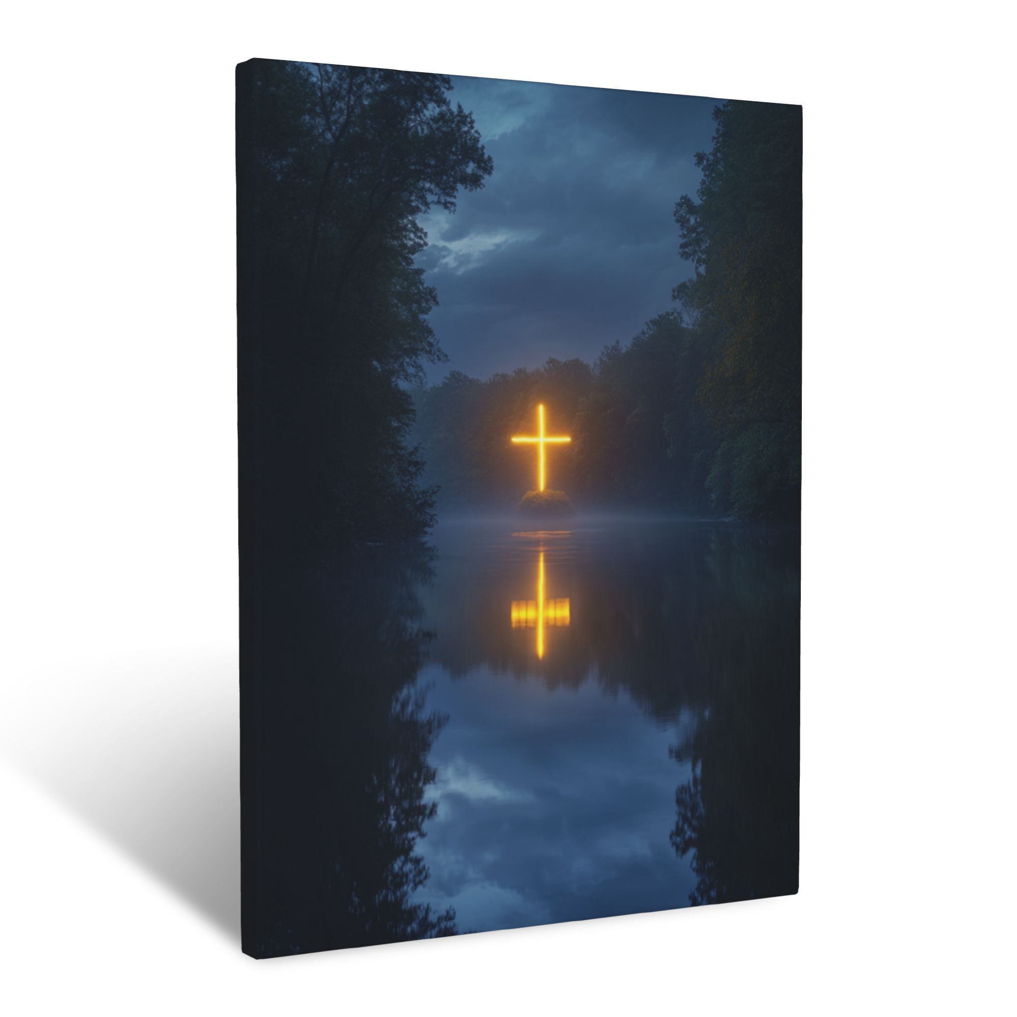 CozyNet A Peaceful River With A Glowing Cross Reflected On The Water ...