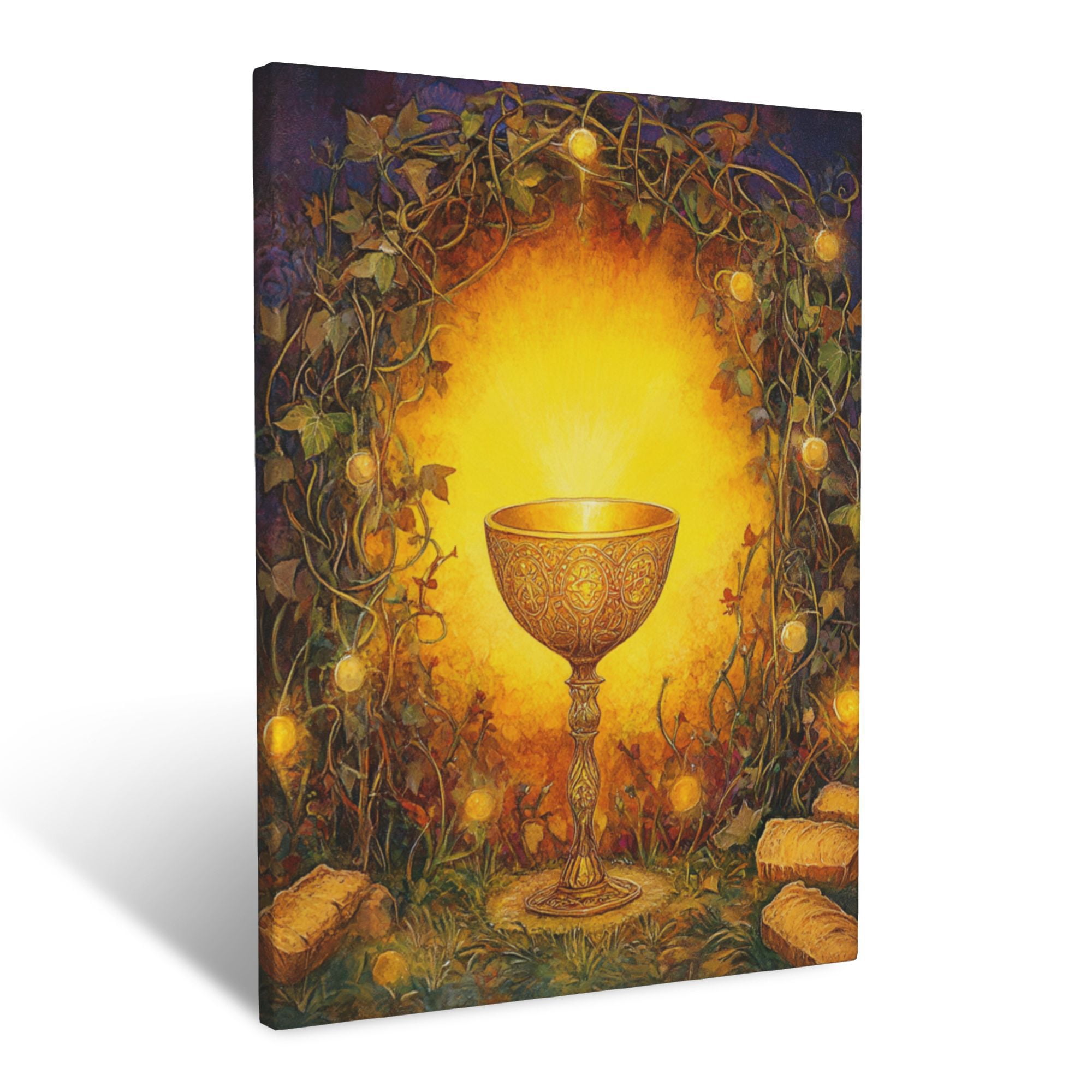 CozyNet A Radiant Chalice Surrounded By Glowing Vines And Bread ...