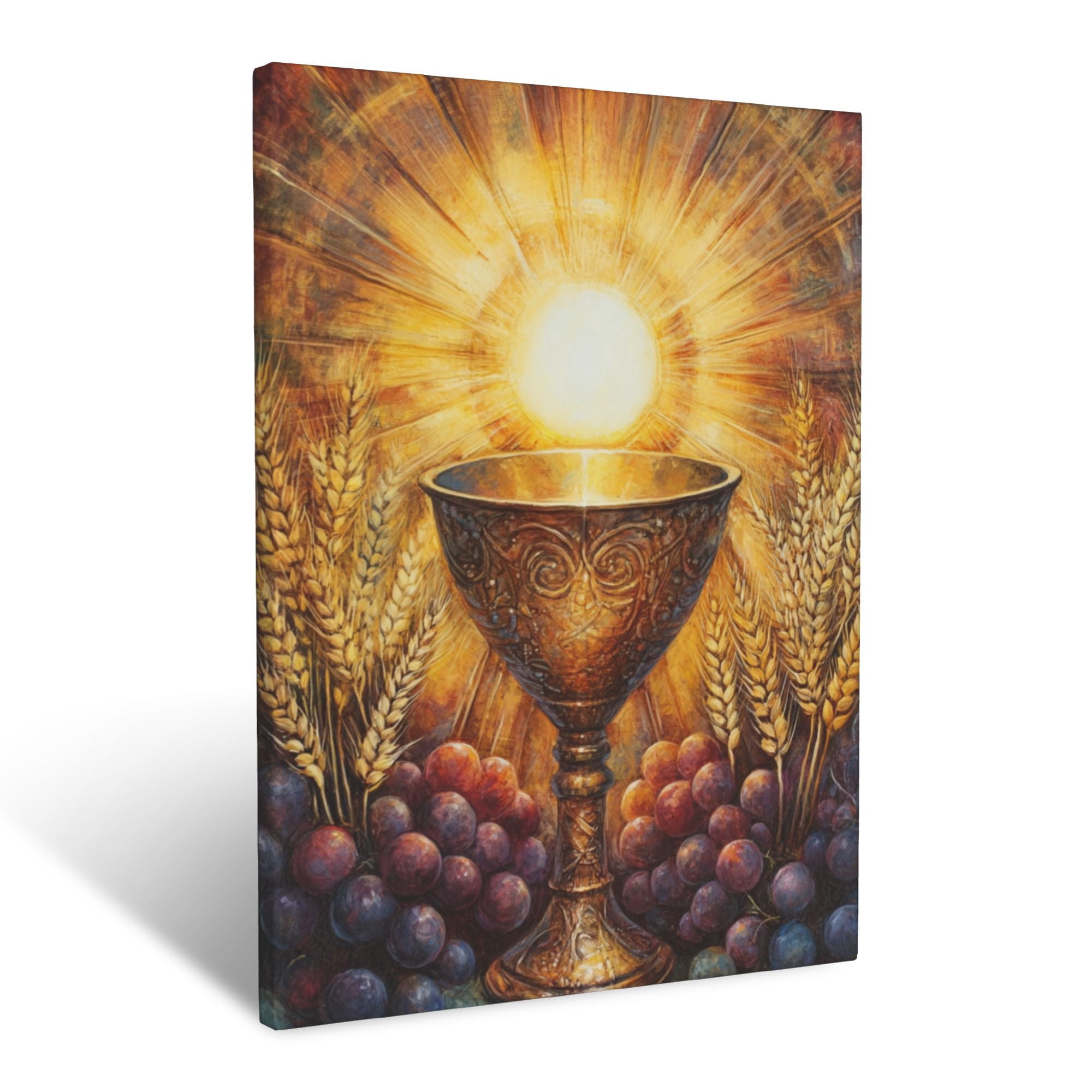 CozyNet A Radiant Chalice Surrounded By Wheat And Grapes Symbols Of ...