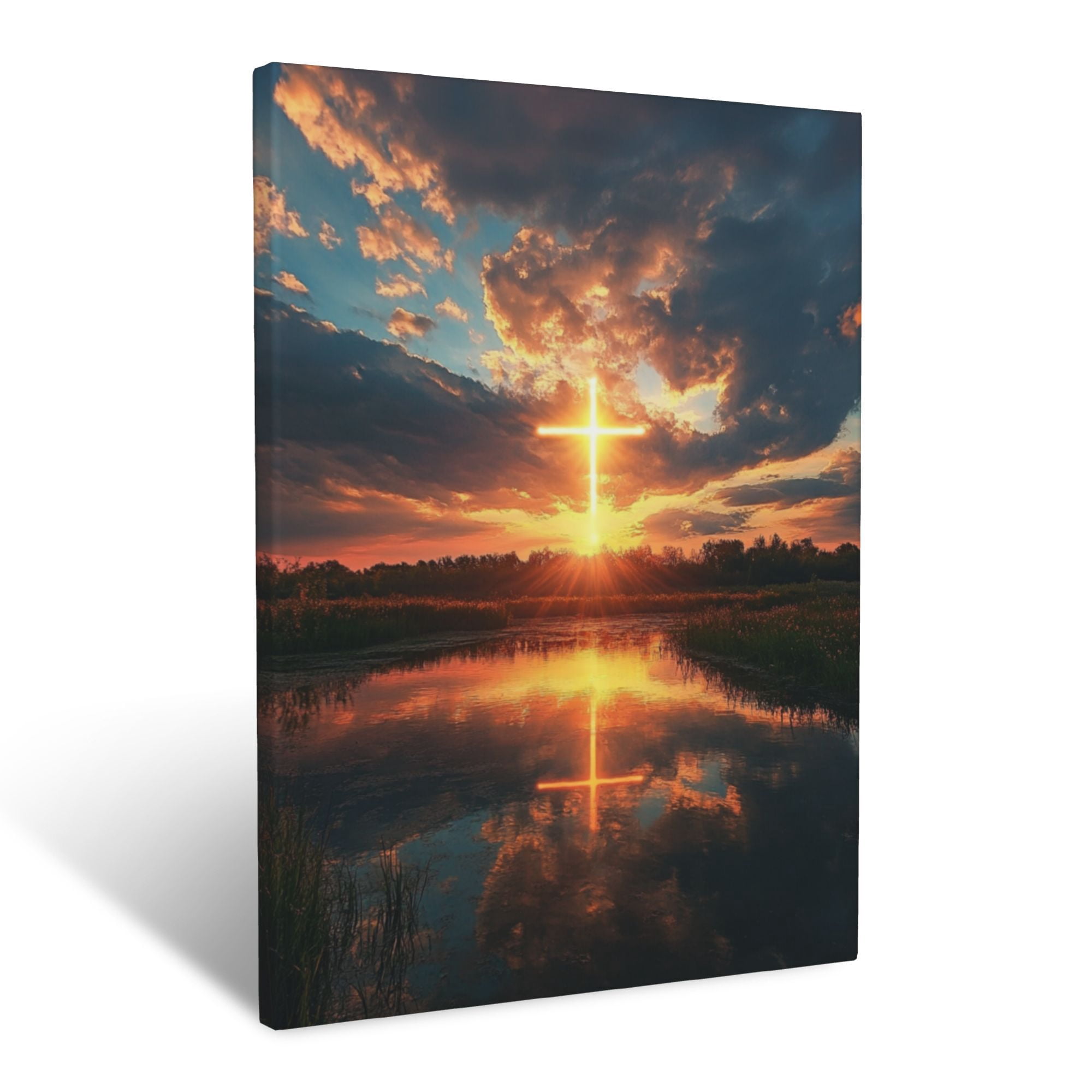 CozyNet A Radiant Cross Glowing In The Sky Above A Calm Countryside ...