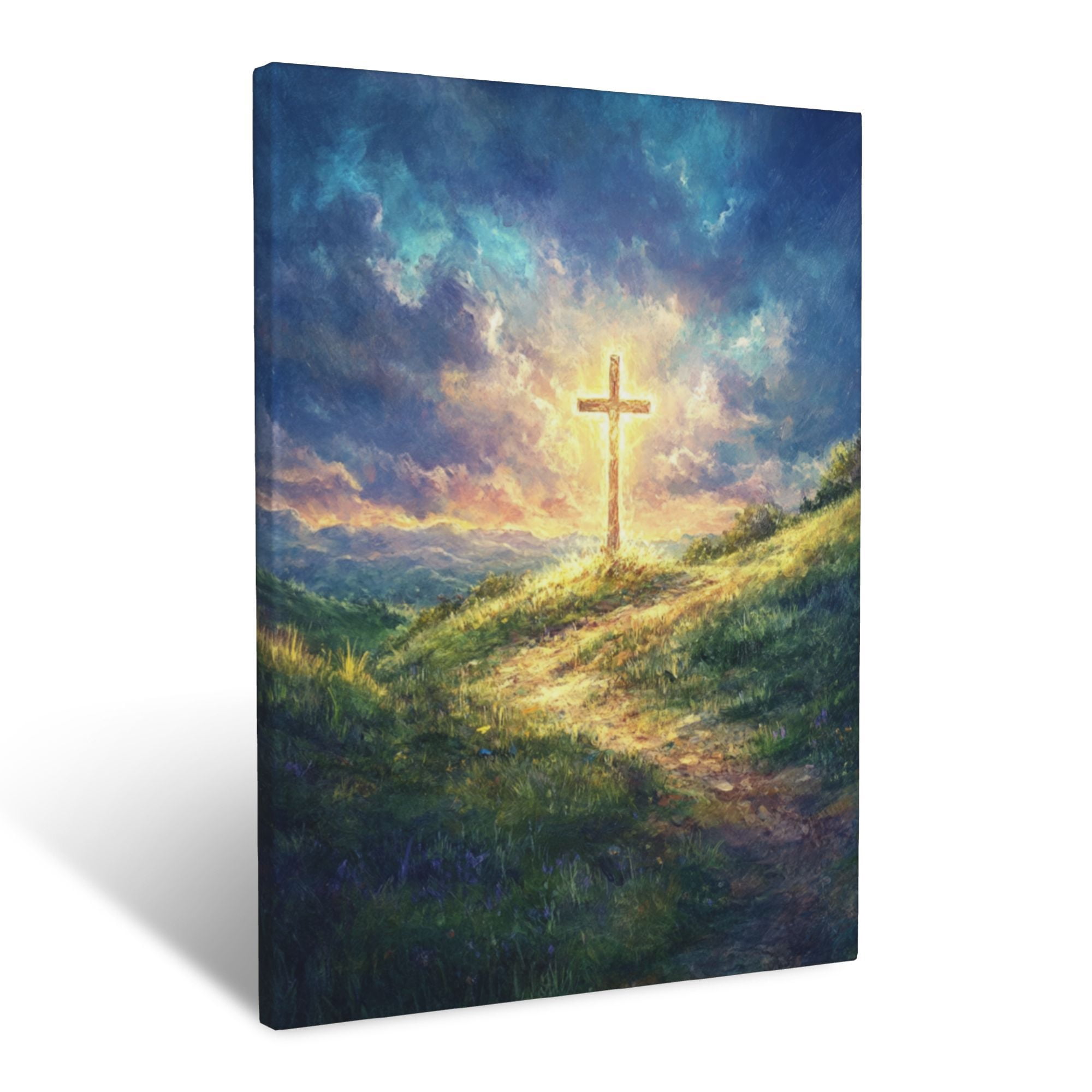 CozyNet A Radiant Cross On A Hillside Glowing Symbol Of Hope & Peaceful ...