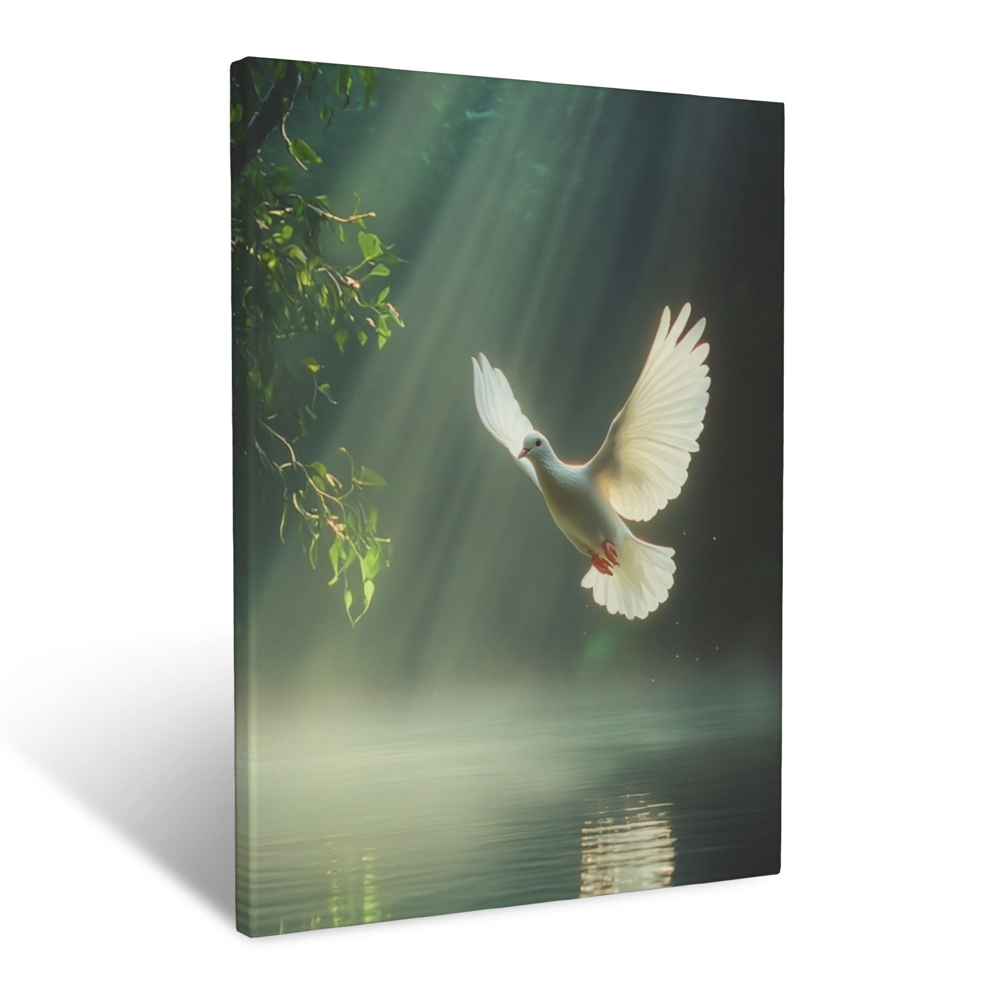 CozyNet A Radiant Dove Flying Over A Calm River Glowing With Divine ...