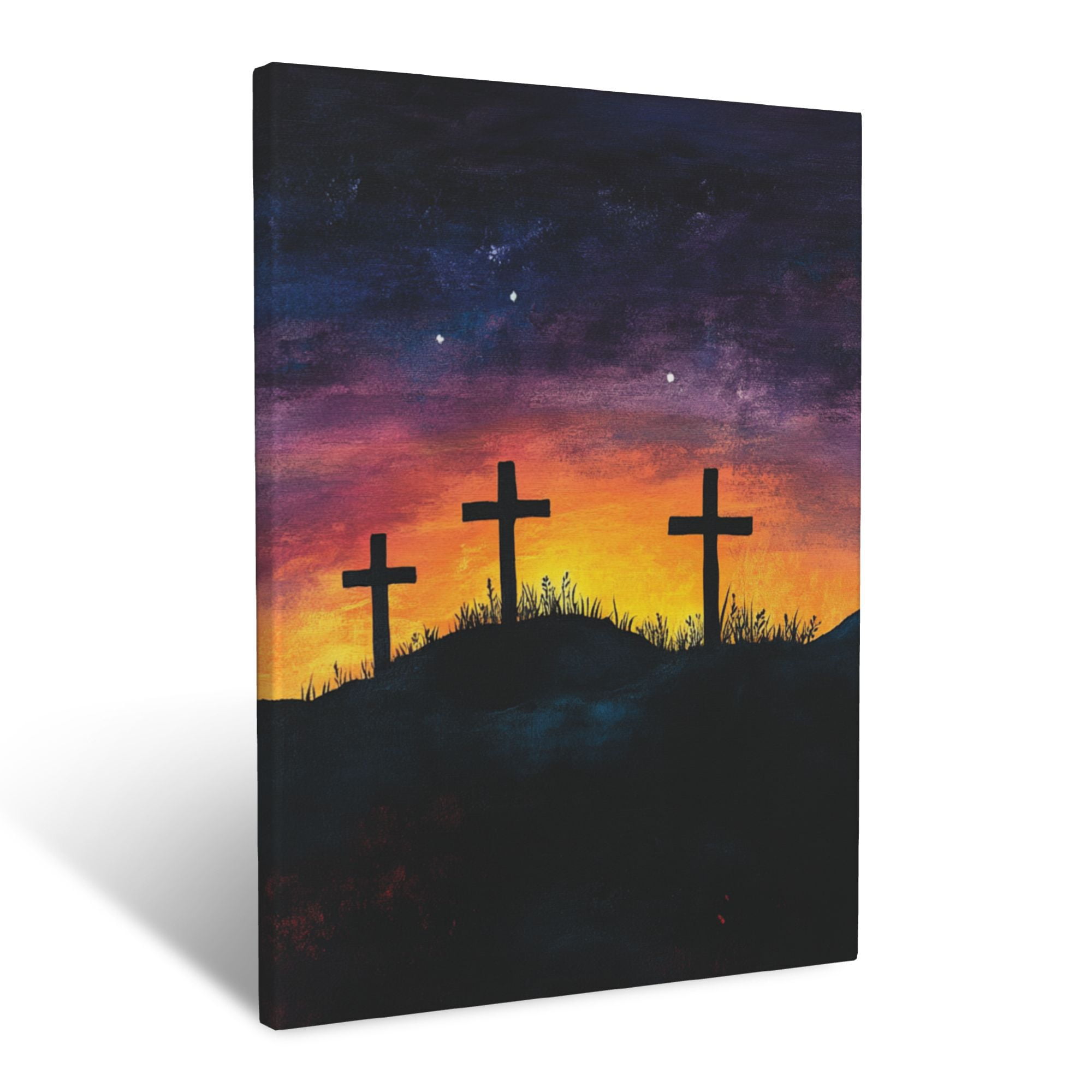 CozyNet A Serene Hillside With Three Glowing Crosses Silhouetted By ...