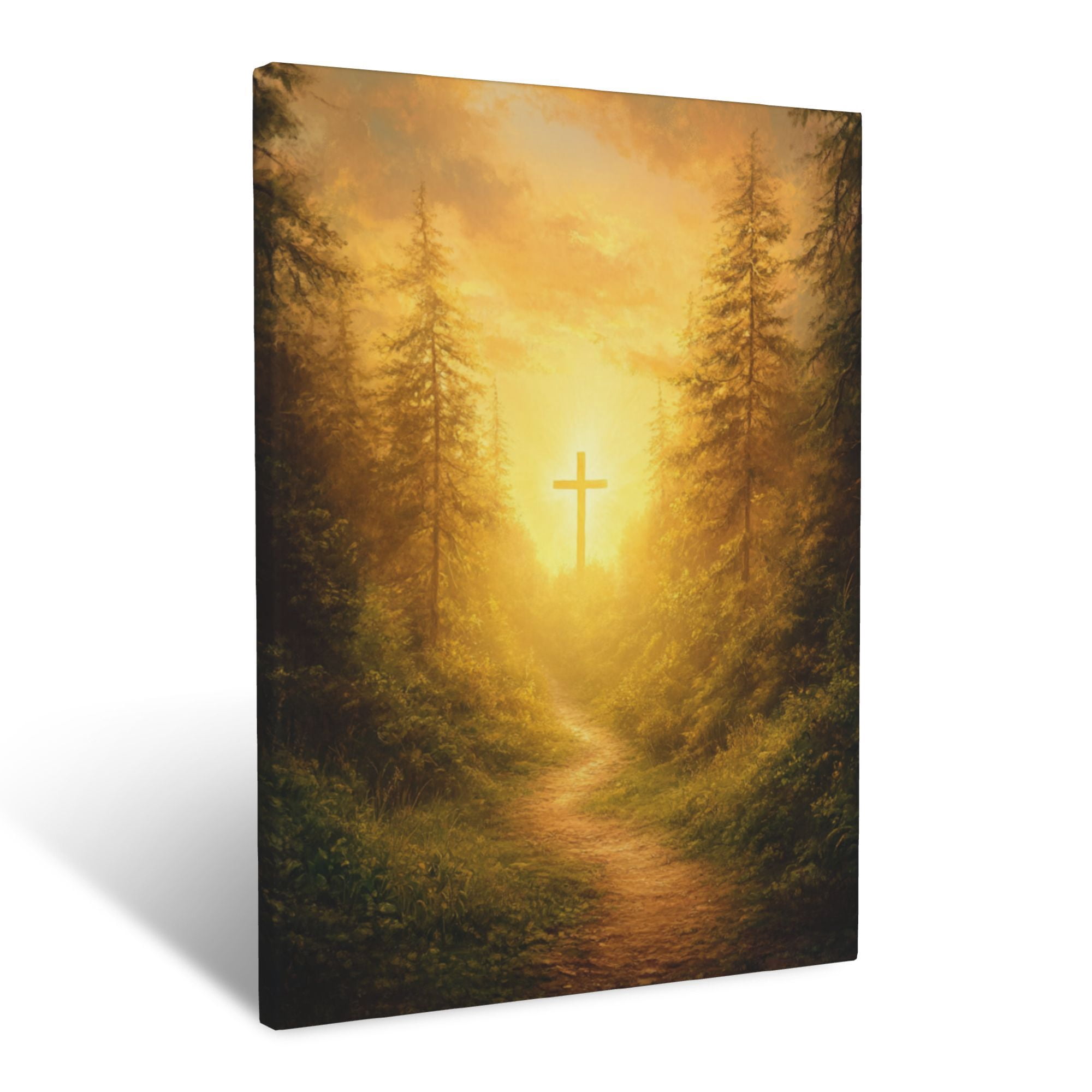CozyNet A Serene Pathway Through A Forest Leading To A Glowing Cross ...