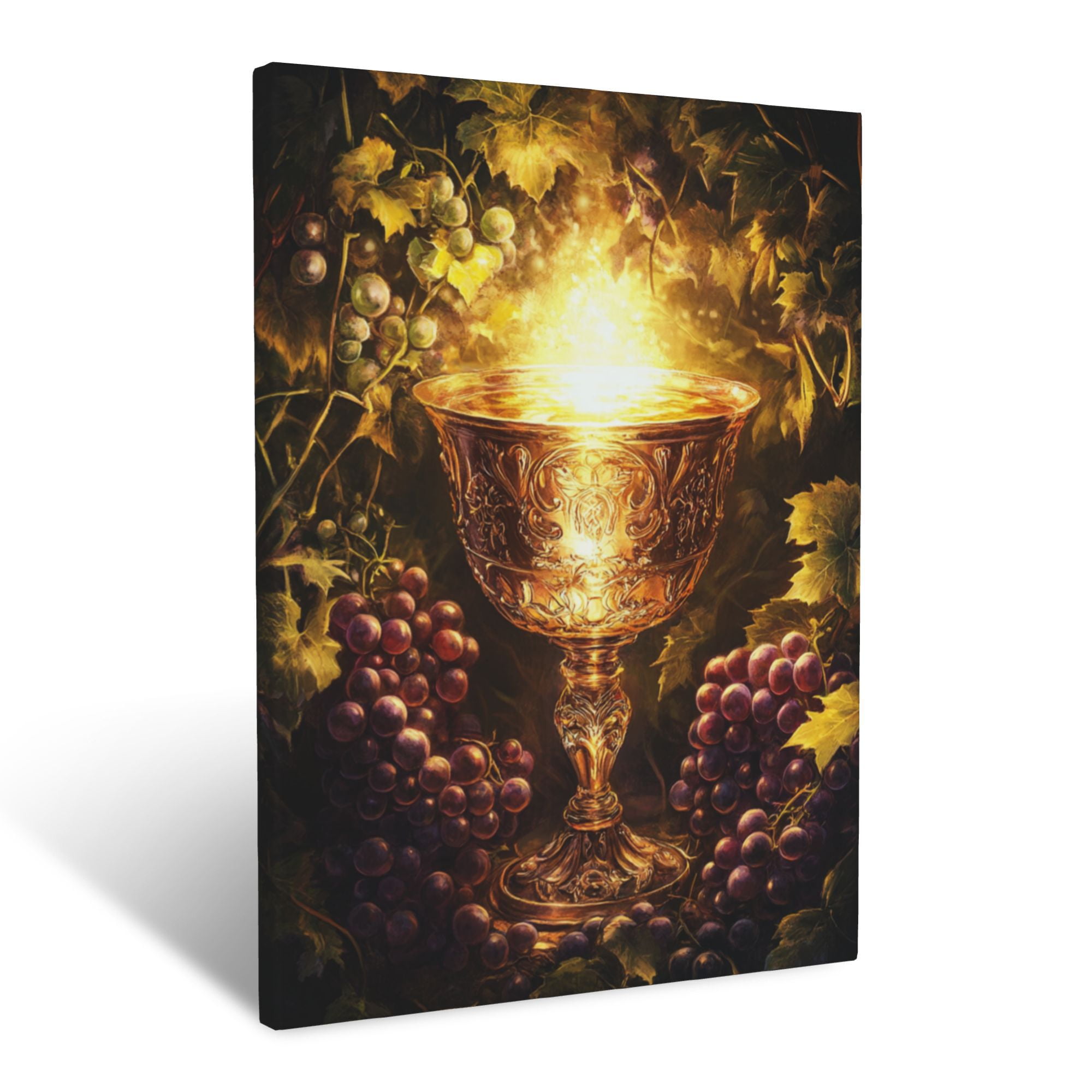CozyNet A Shining Chalice Surrounded By Radiant Grapes, Glowing Softly ...