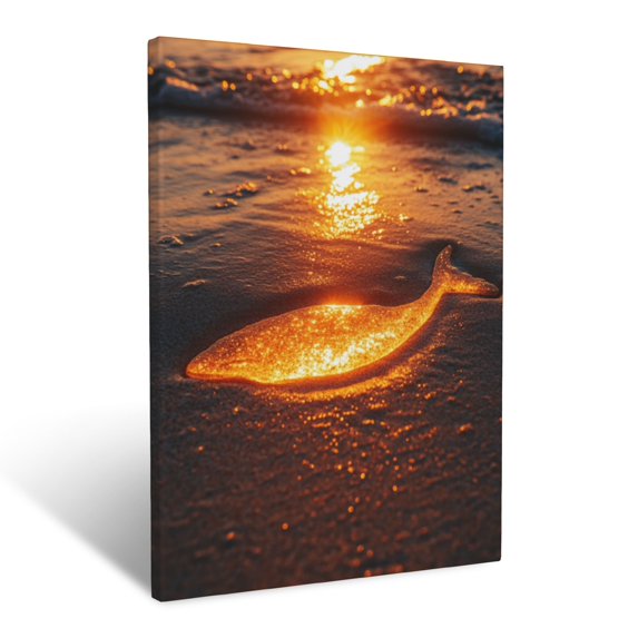 CozyNet A Shining Ichthys Fish Symbol Glowing Softly On A Sandy Beach ...
