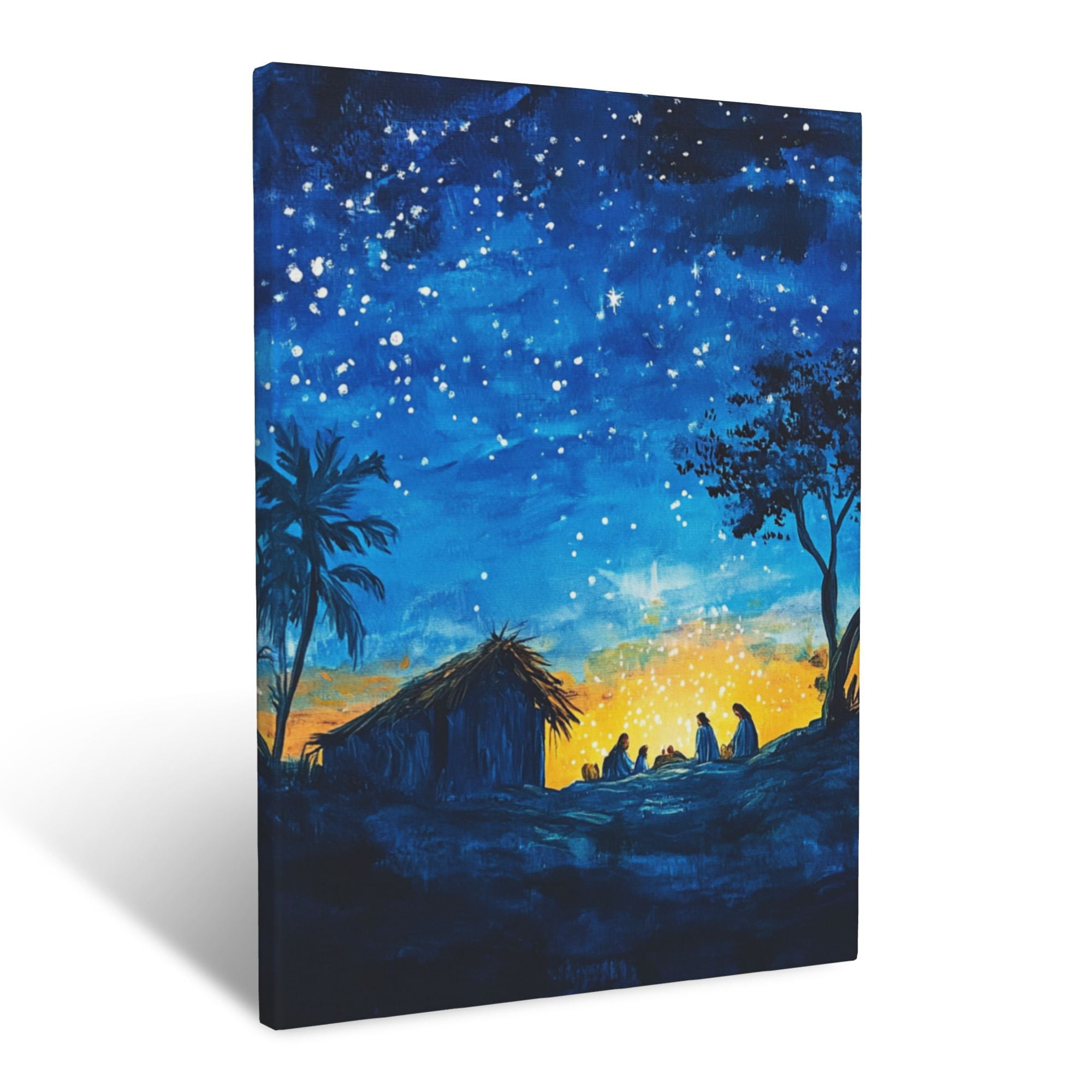 CozyNet A Vibrant Depiction Of The Nativity Scene, Glowing Softly Under ...