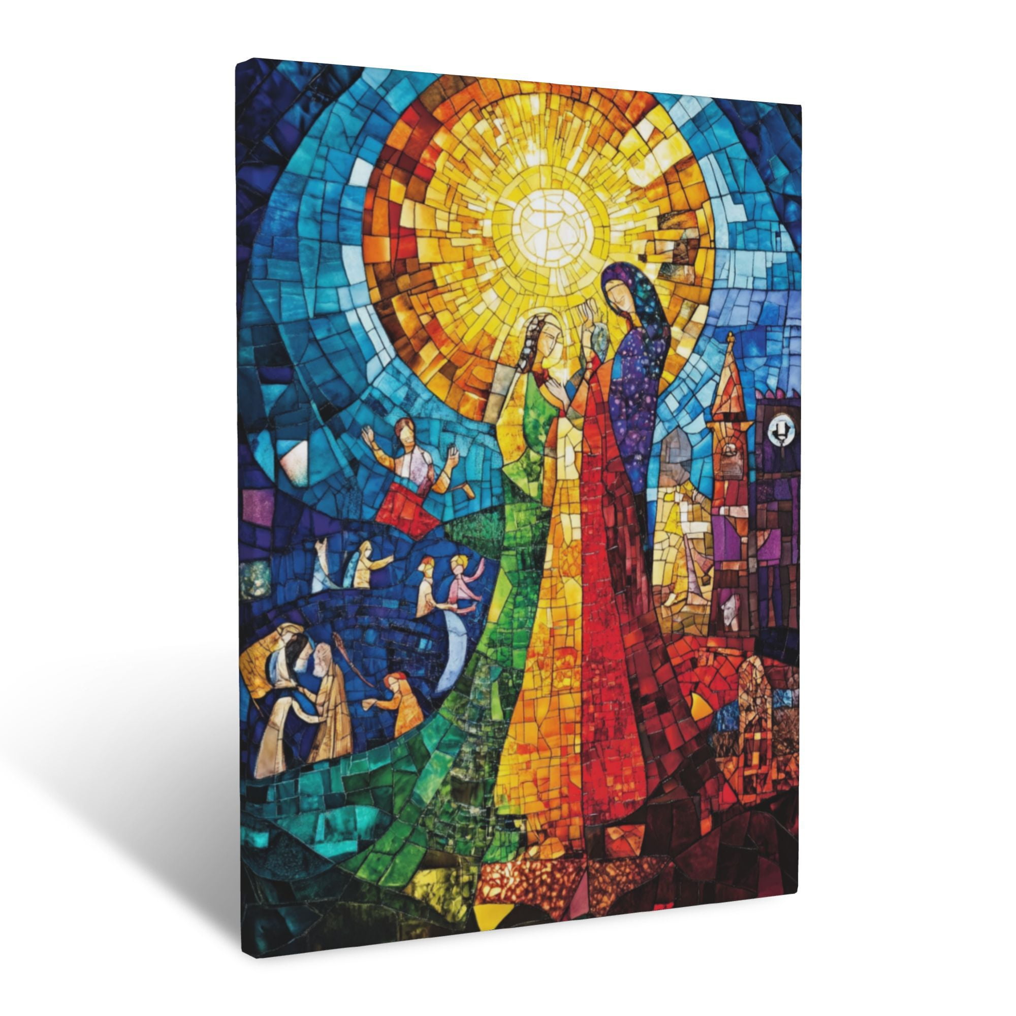 CozyNet A Vibrant Stained Glass Window Glowing Brightly, Depicting ...