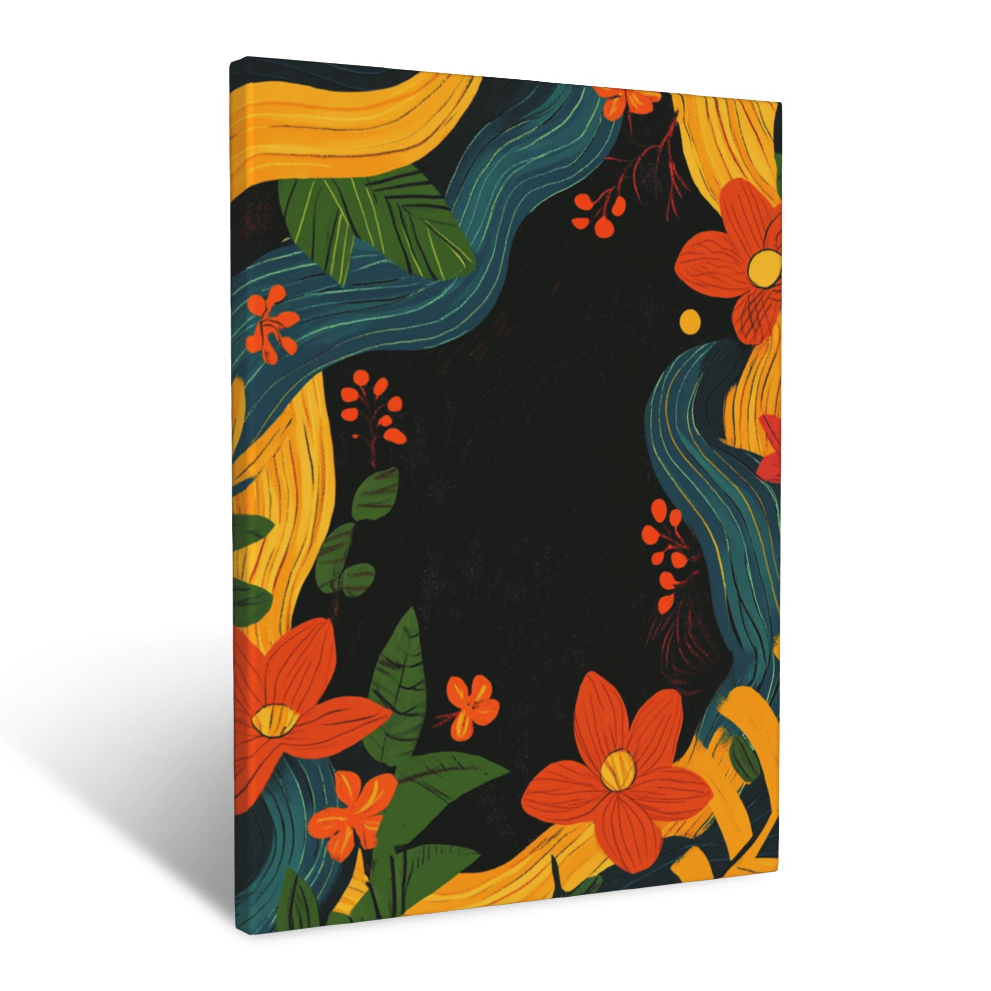 CozyNet Abstract Floral Frame Design Featuring Spiraling Plant Patterns ...