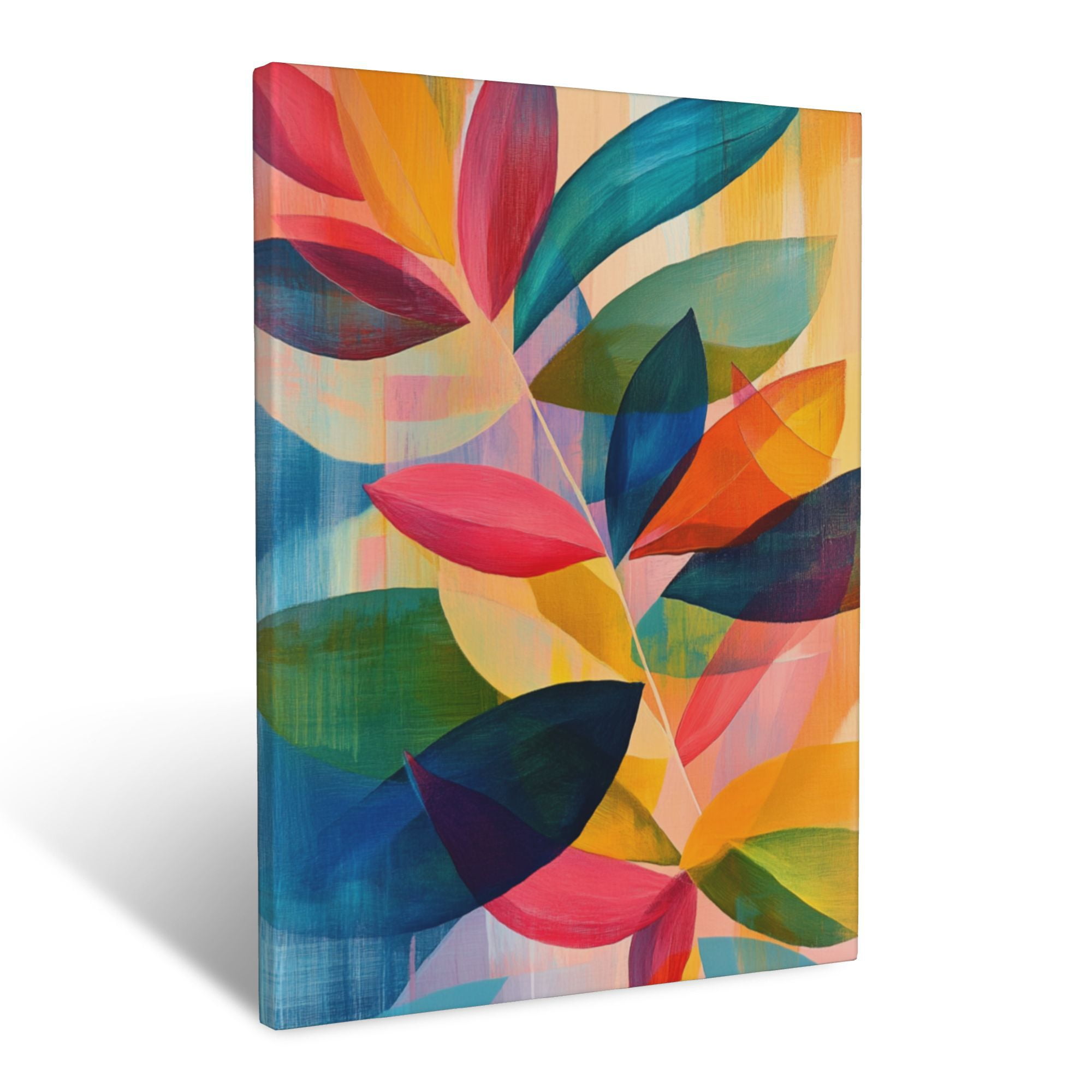 CozyNet Abstract Painting Featuring Overlapping Botanical Shapes ...