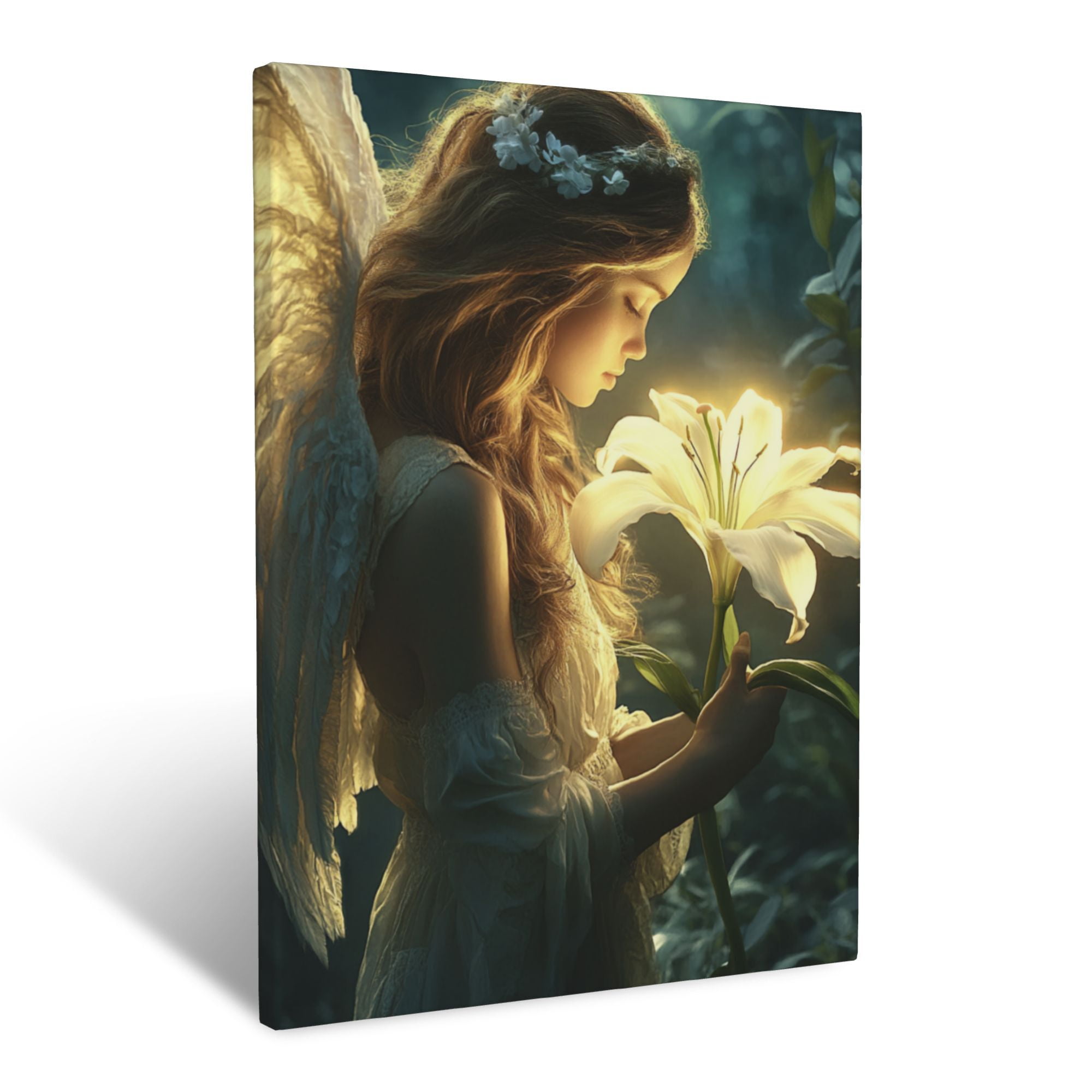 CozyNet An Angel Holding A Glowing Lily, Symbolizing Purity And Divine ...