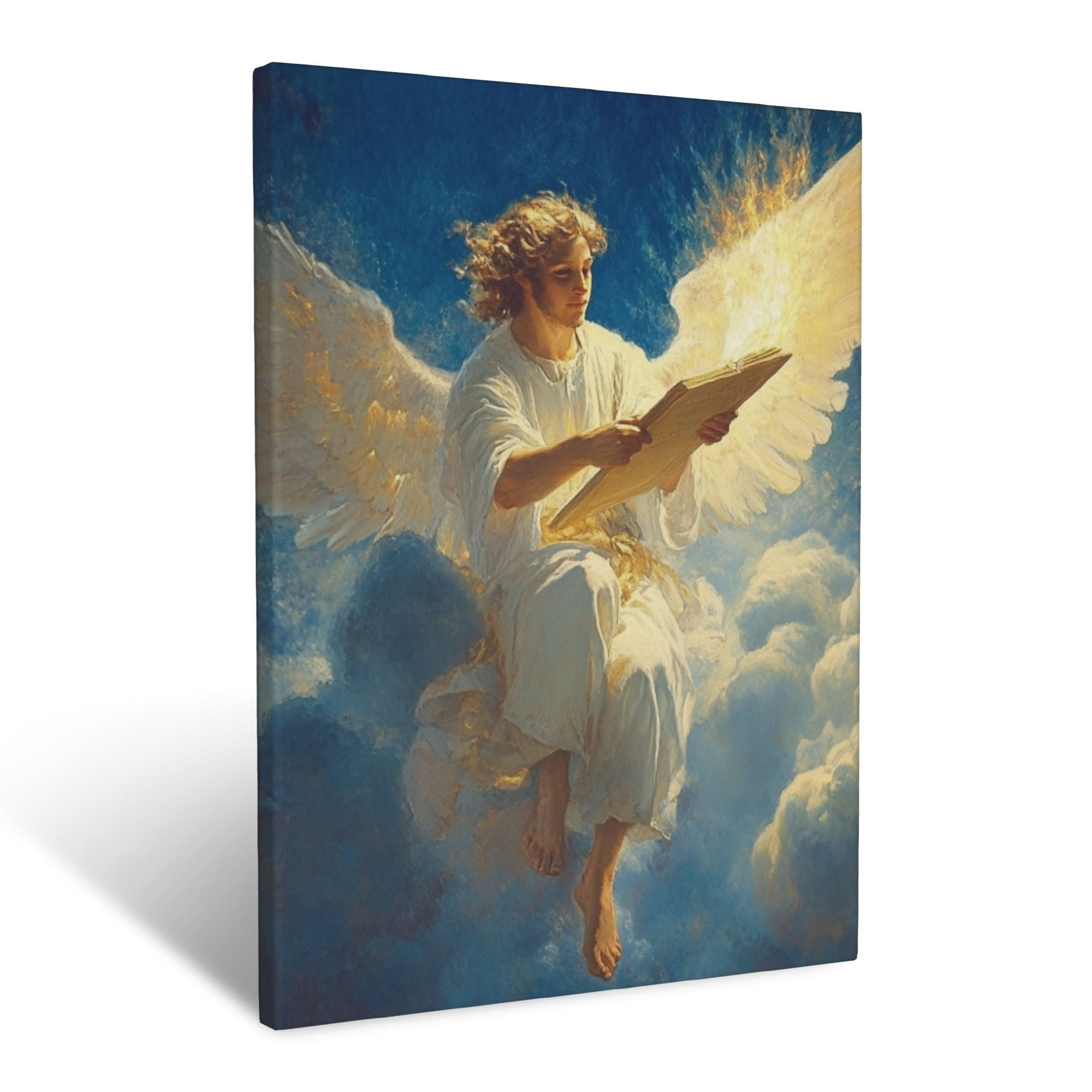 CozyNet Angel Descending From The Clouds, Carrying A Scroll Glowing ...