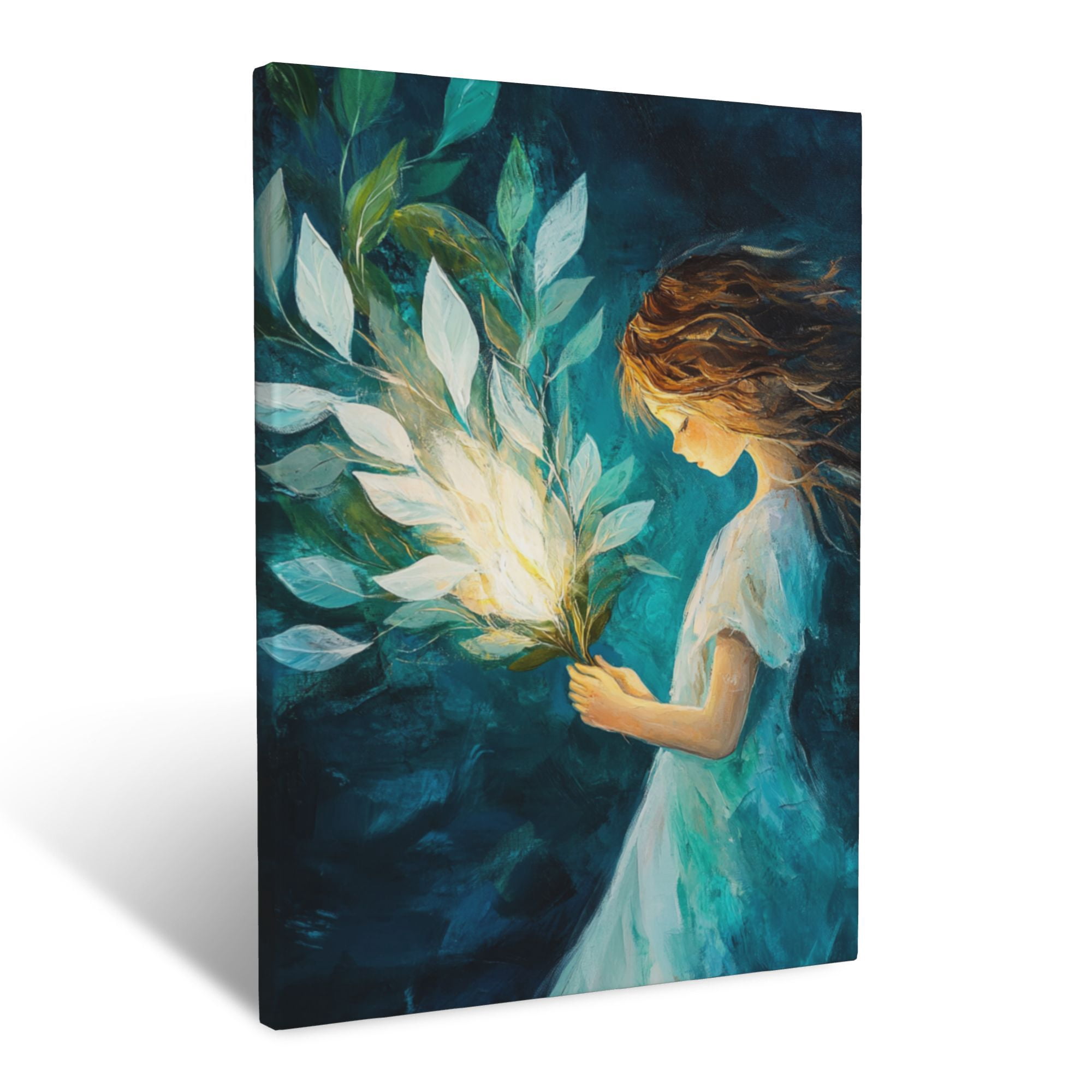 CozyNet Angel Holding Glowing Olive Branch Vibrant Light Symbolizing ...