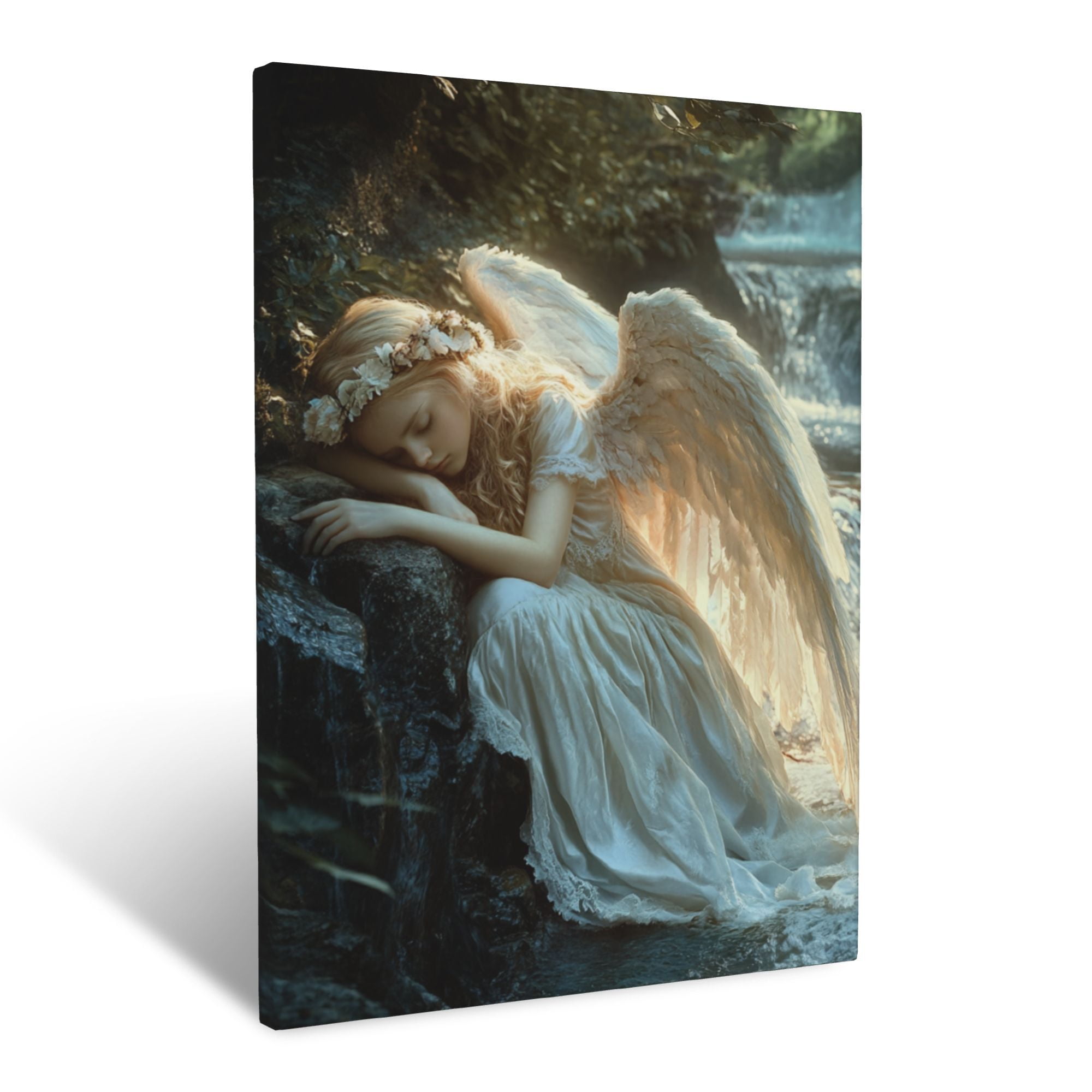 CozyNet Angel Resting Beside A Flowing River Glowing Softly ...