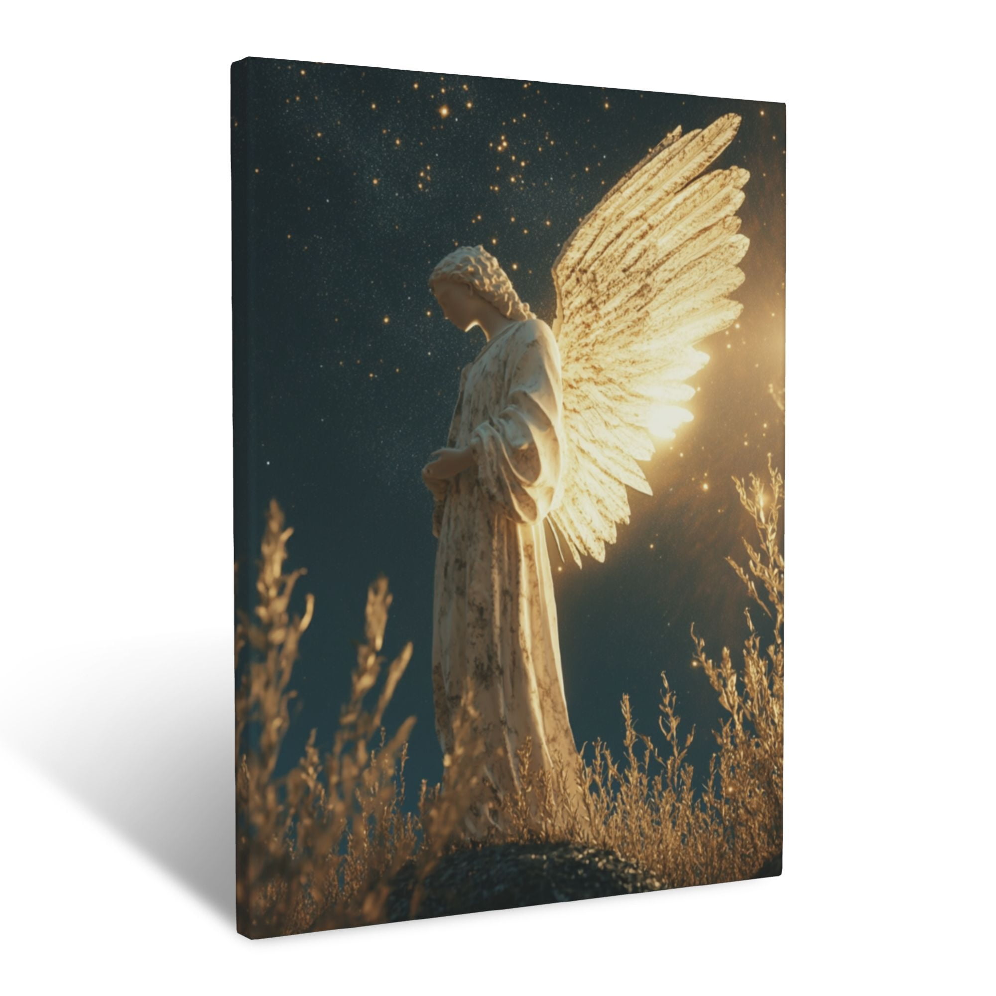 CozyNet Angel Standing Beneath Glowing Starlit Skies Radiant Figure ...