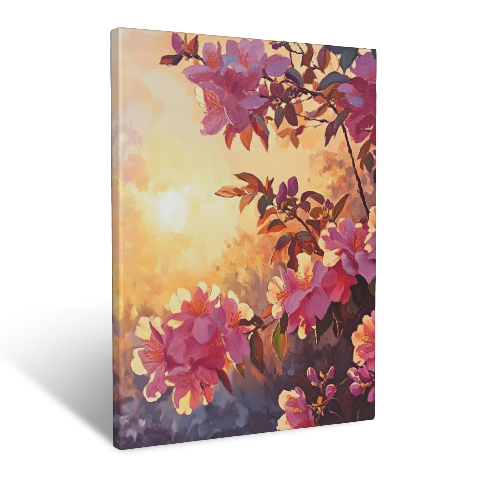 CozyNet Blooming Azaleas Glowing Softly Under Warm Sunset Hues Wall Art Prints With Frame Canvas ...