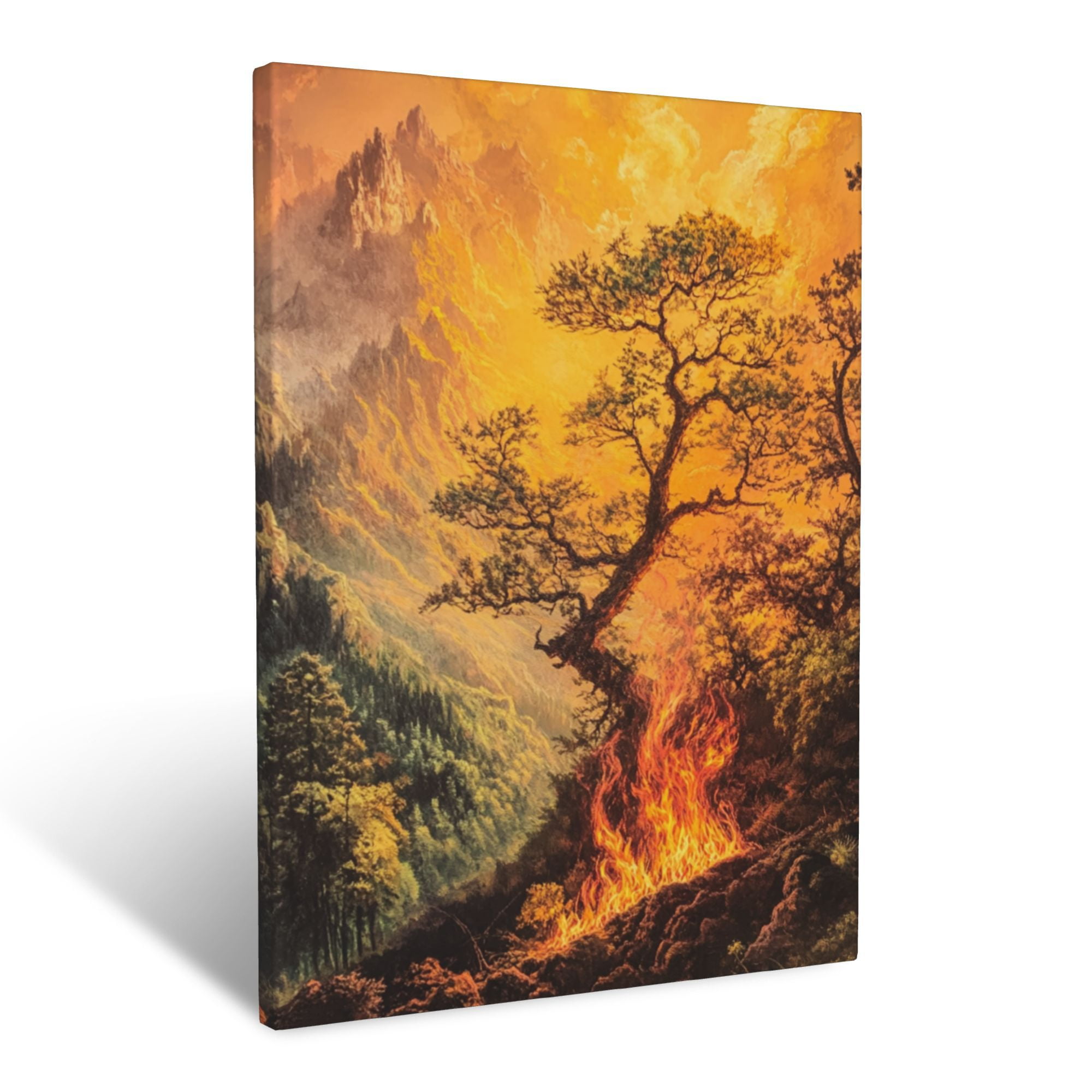 CozyNet Burning Bush On Mountainside Bright Flames & Serene, Untouched ...