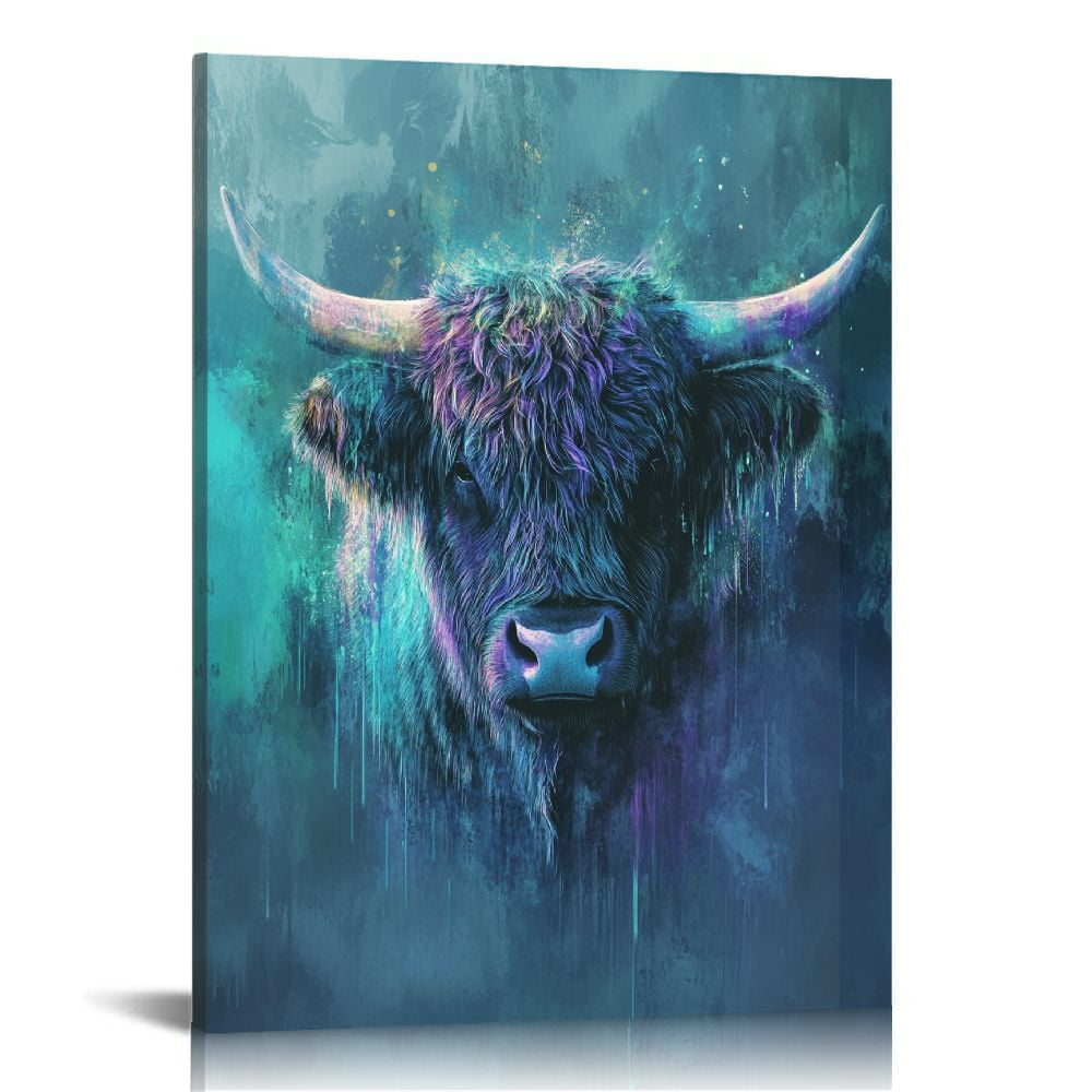 CozyNet Canvas Print Abstract Dreamy Highland Cow - Glowing Gradients ...