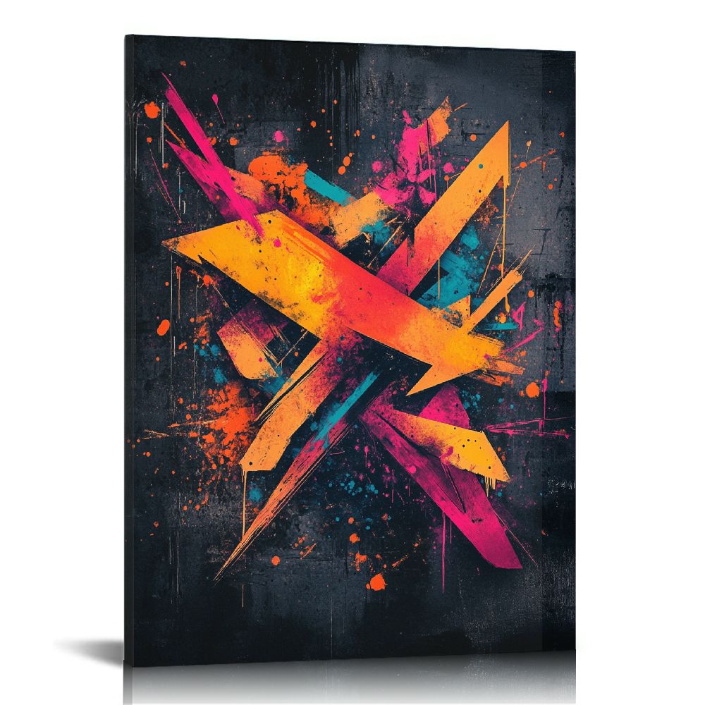 CozyNet Canvas Print Graffiti-Style Lettering in Neon Contrast Colors ...