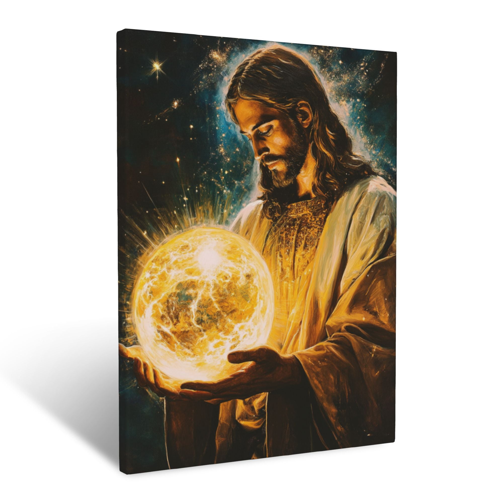 CozyNet Christ Holding A Glowing Globe Symbol Of Divine Sovereignty ...