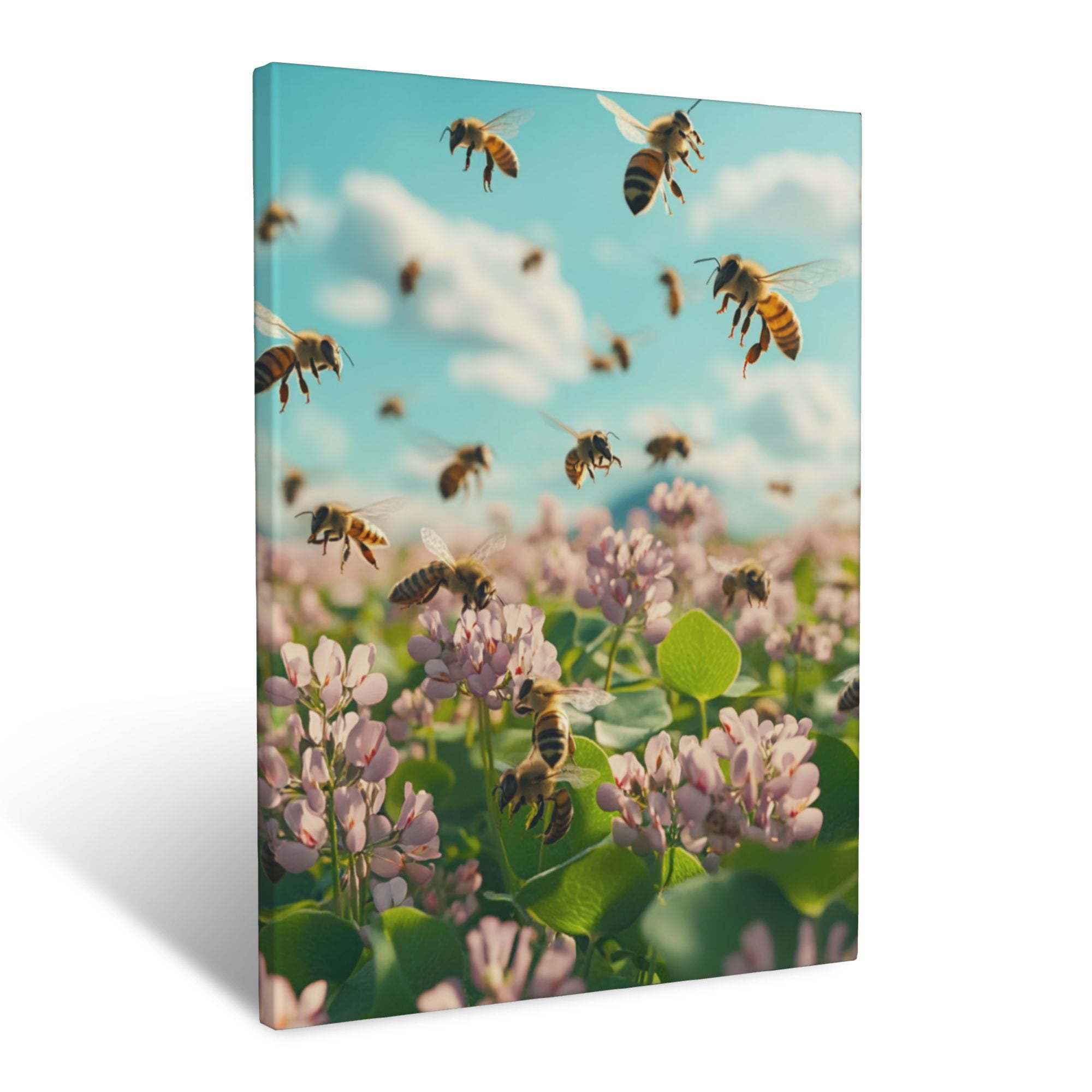 CozyNet Close Up Of Honeybees Buzzing Around A Blossoming Clover Patch ...