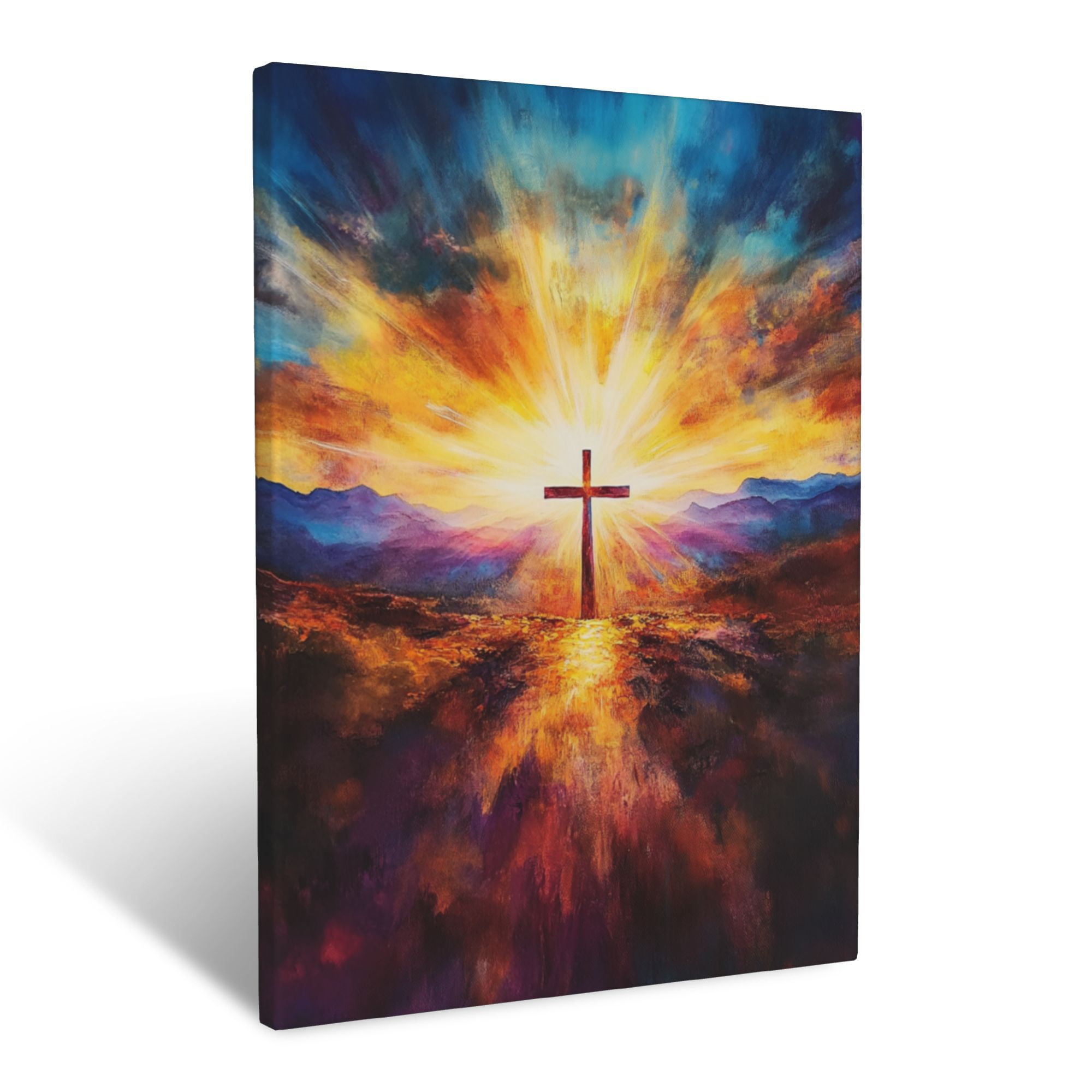 CozyNet Cross At The Center Of A Glowing Sunrise, Vibrant Rays ...