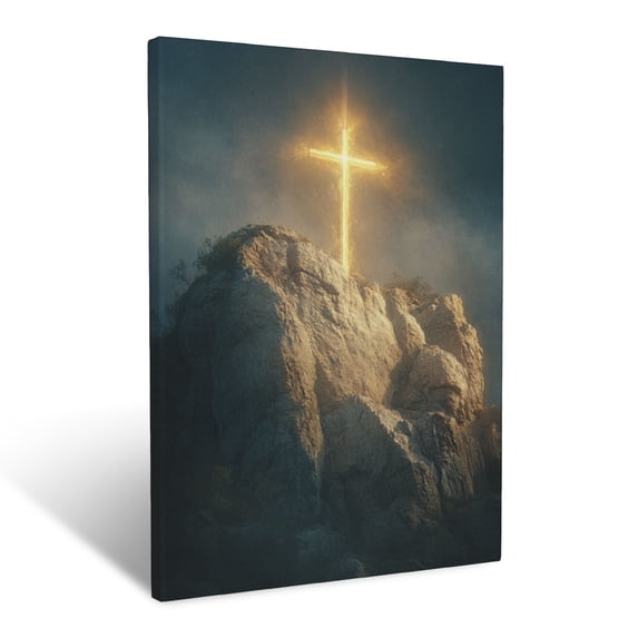 CozyNet Cross Glowing Brightly On A Rugged Mountain Cliff A Symbol Of ...