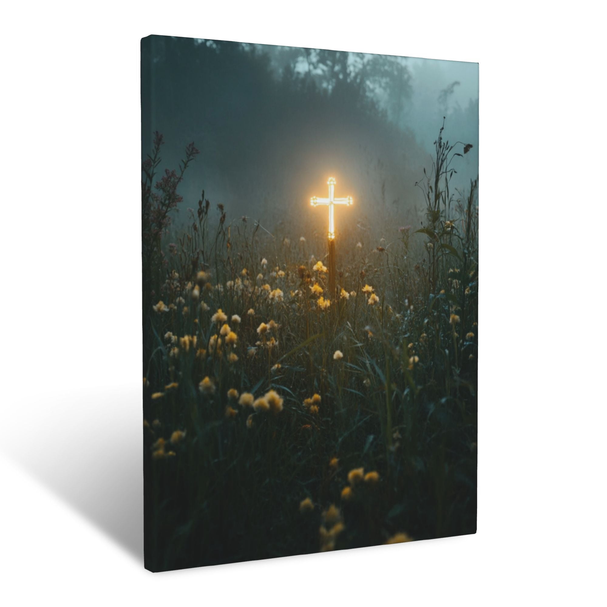CozyNet Cross Glowing Softly In The Center Of A Meadow Surrounded By ...