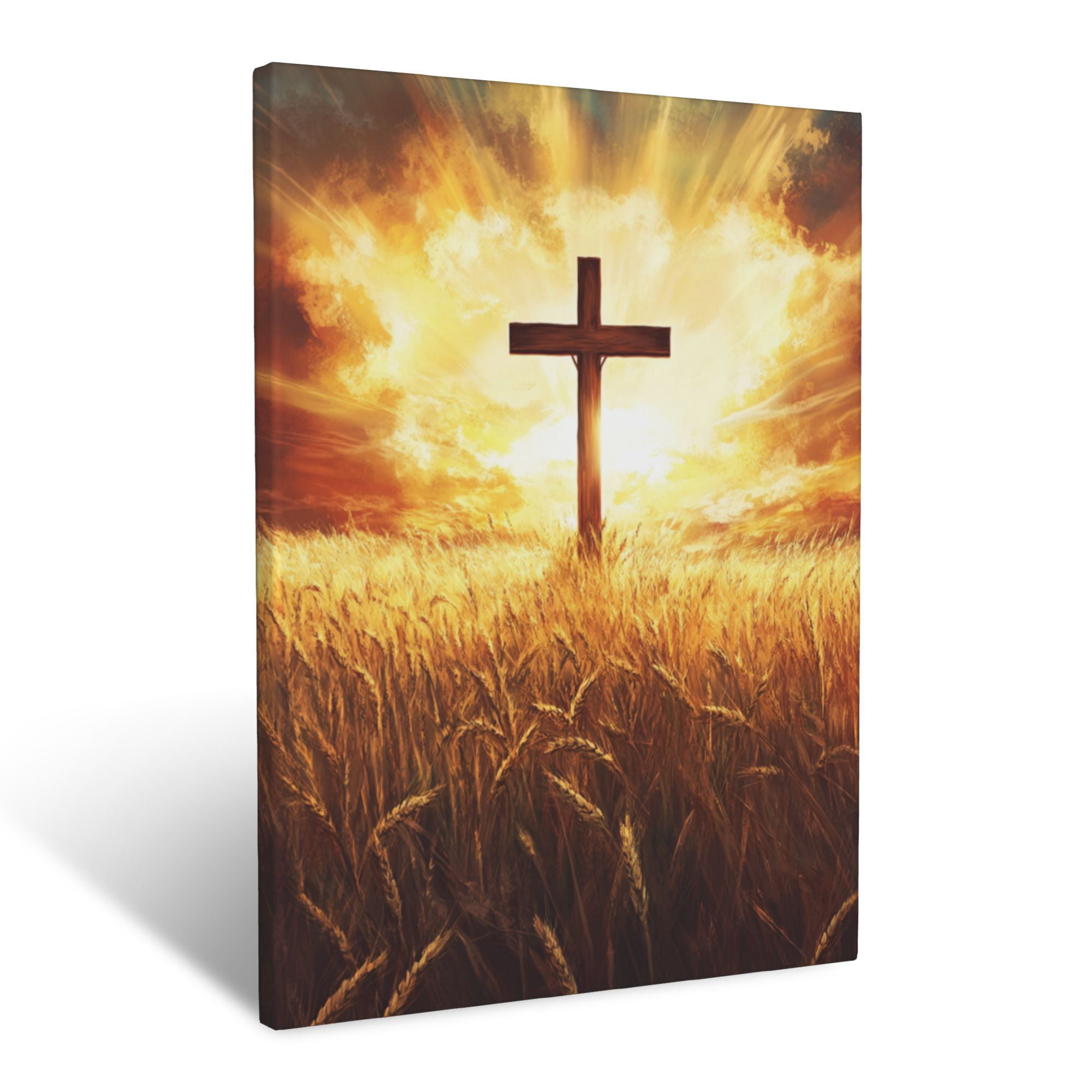 CozyNet Cross Standing In A Glowing Wheat Field, Vibrant Golden Rays ...