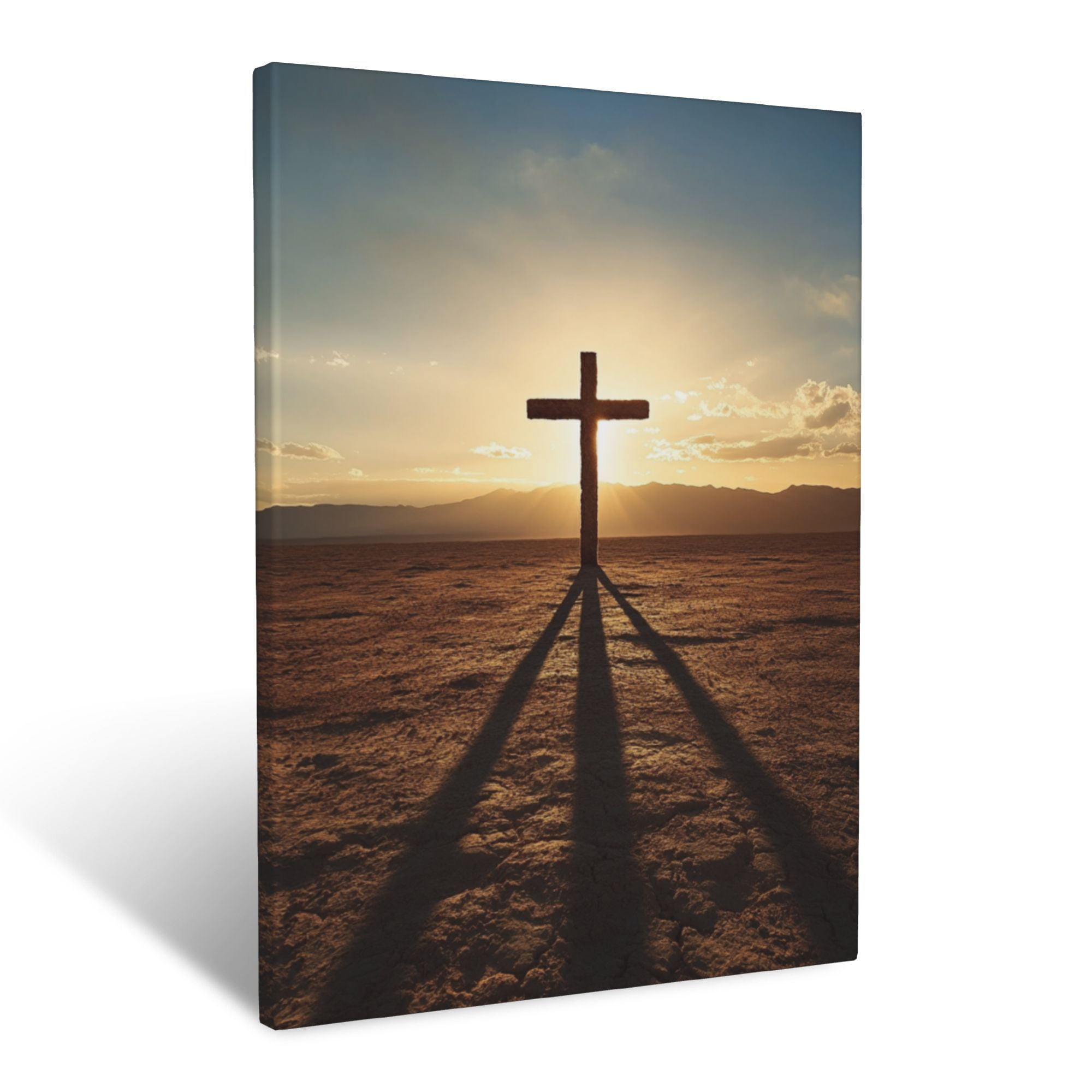 CozyNet Cross Standing In A Desert Landscape, Sunset Casting Long ...