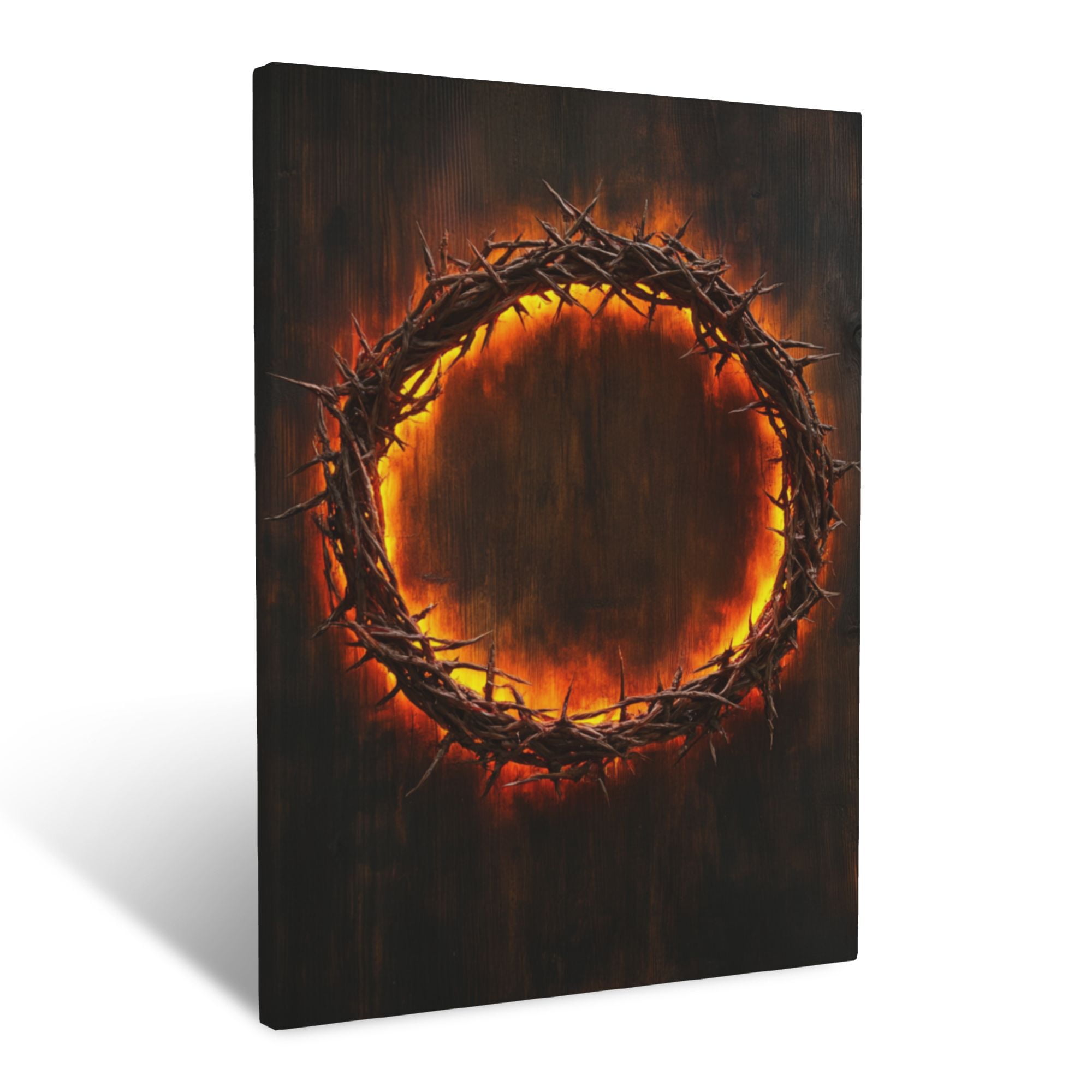 CozyNet Crown Of Thorns On Rugged Wood Glowing Symbol Of Christ ...