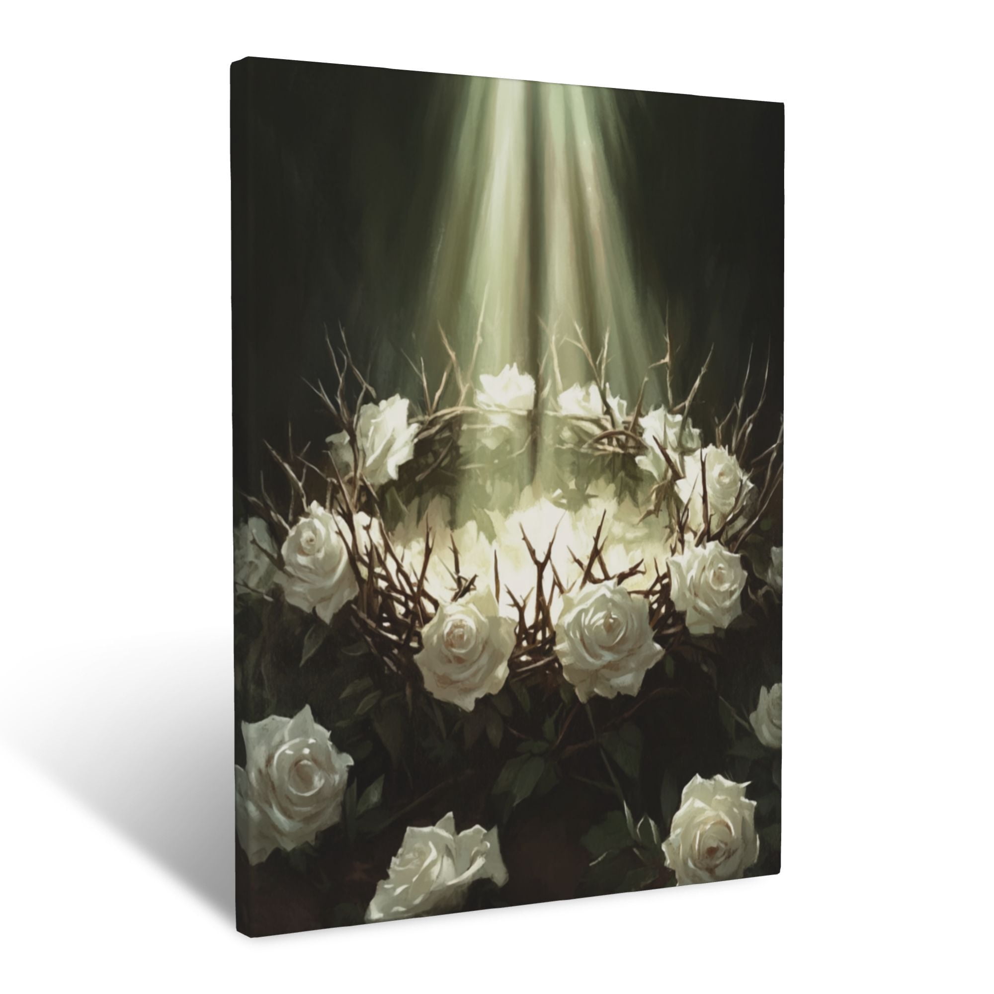 CozyNet Crown Of Thorns Surrounded By White Roses, Glowing Beams Of ...