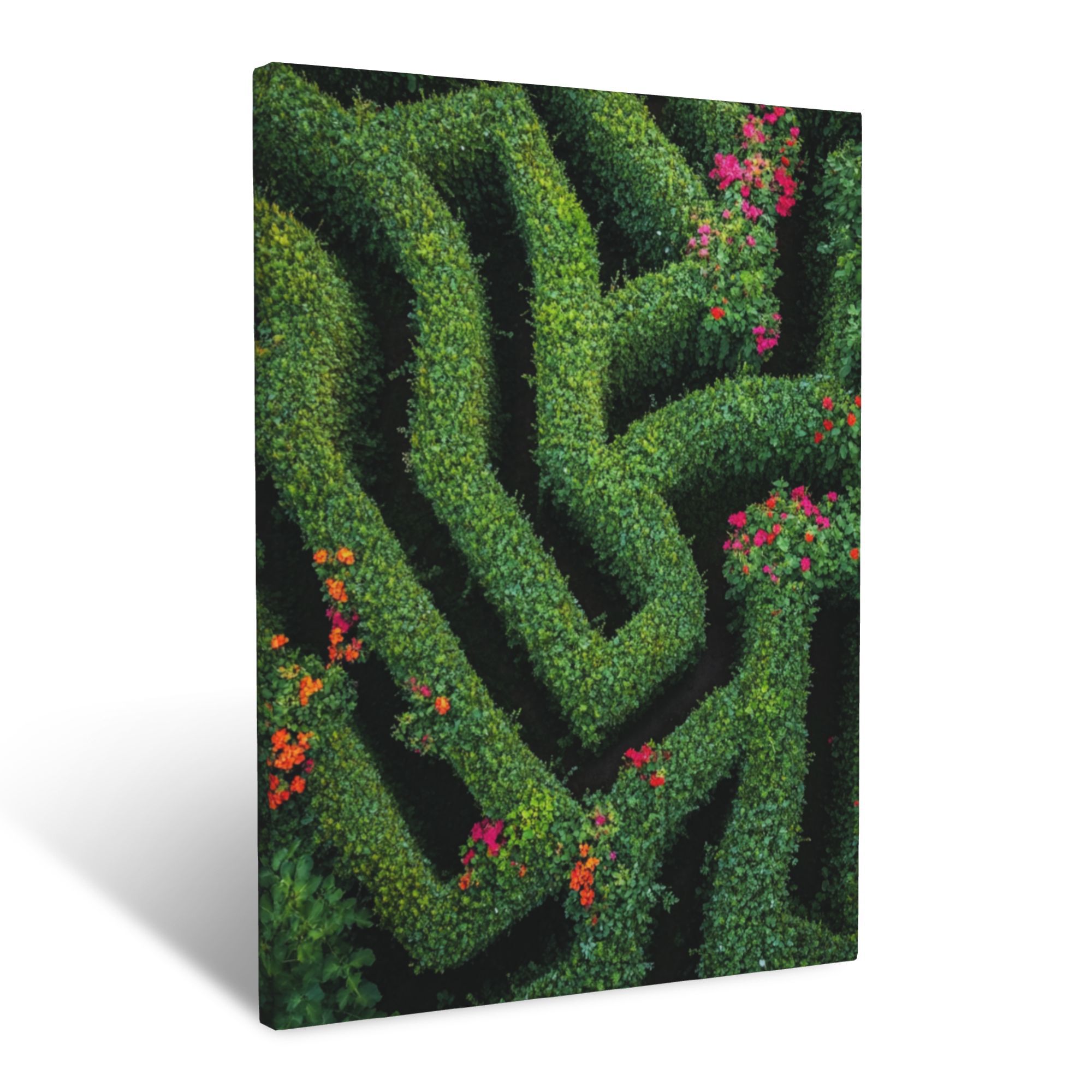CozyNet Dense Hedge Maze With Vibrant Climbing Flowers & Vines Wall Art ...