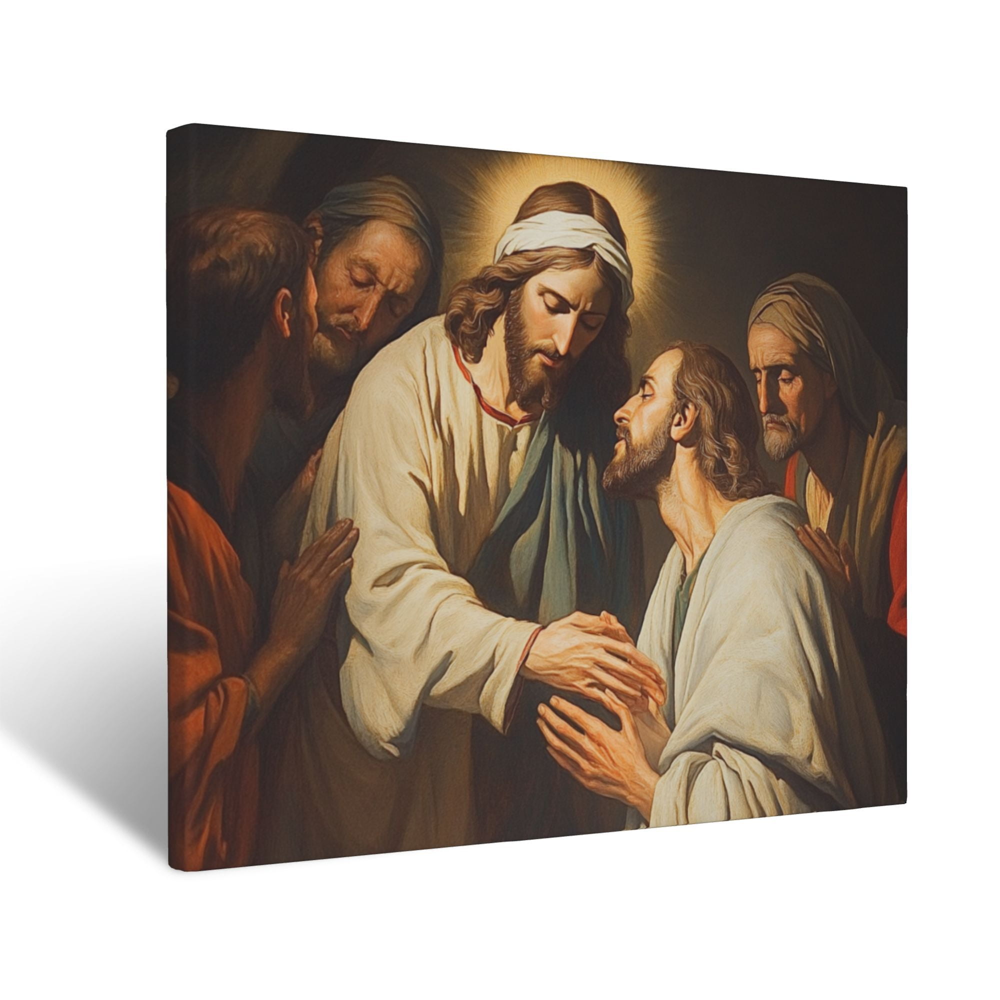 CozyNet Depiction Of Jesus Glowing As He Heals The Blind With Soft Divine Mercy Wall Art Prints ...