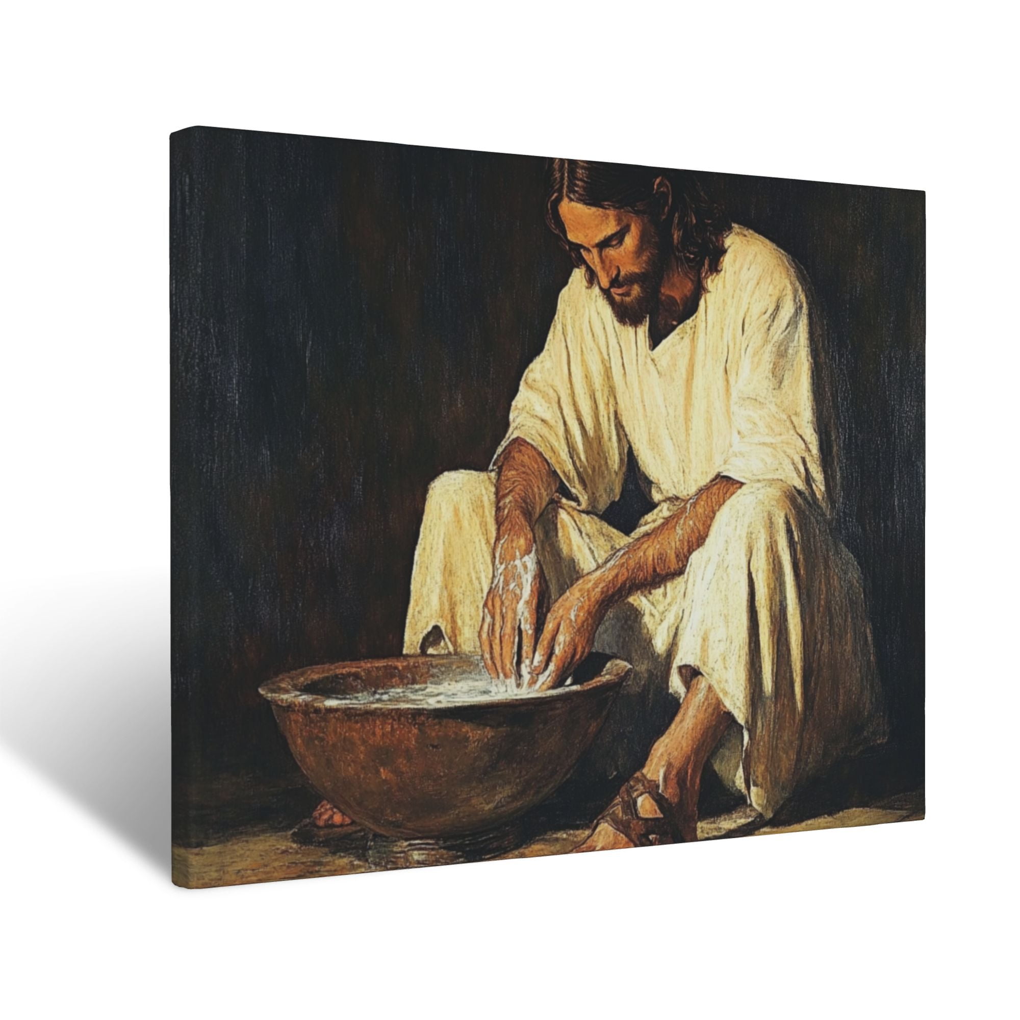 CozyNet Depiction Of Jesus Glowing As He Washes Feet With Humility And ...