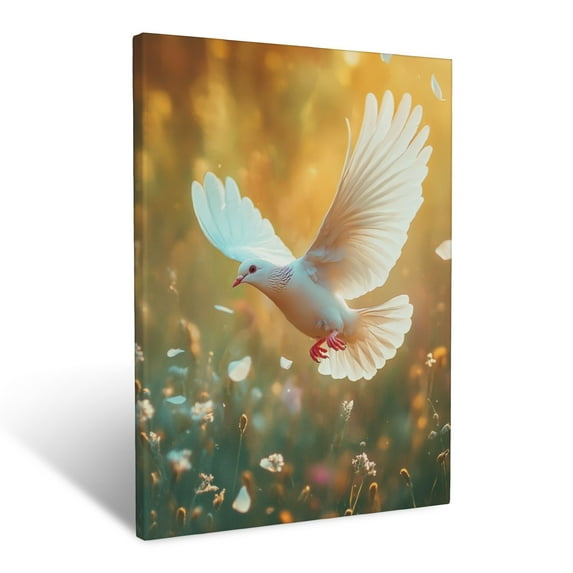 CozyNet Dove Flying Above A Serene Meadow, Vibrant Sunlight ...