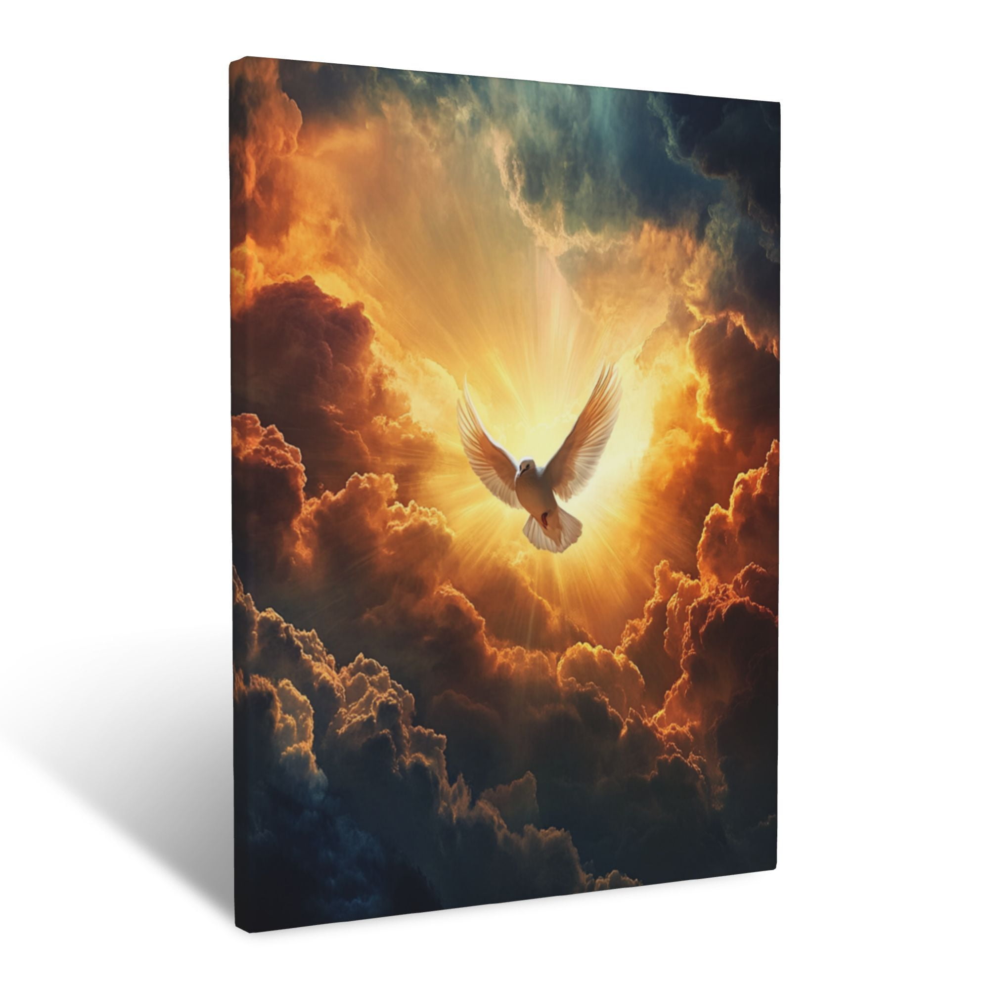 CozyNet Dove Flying Through A Glowing Storm, Radiant Beams Of Light ...