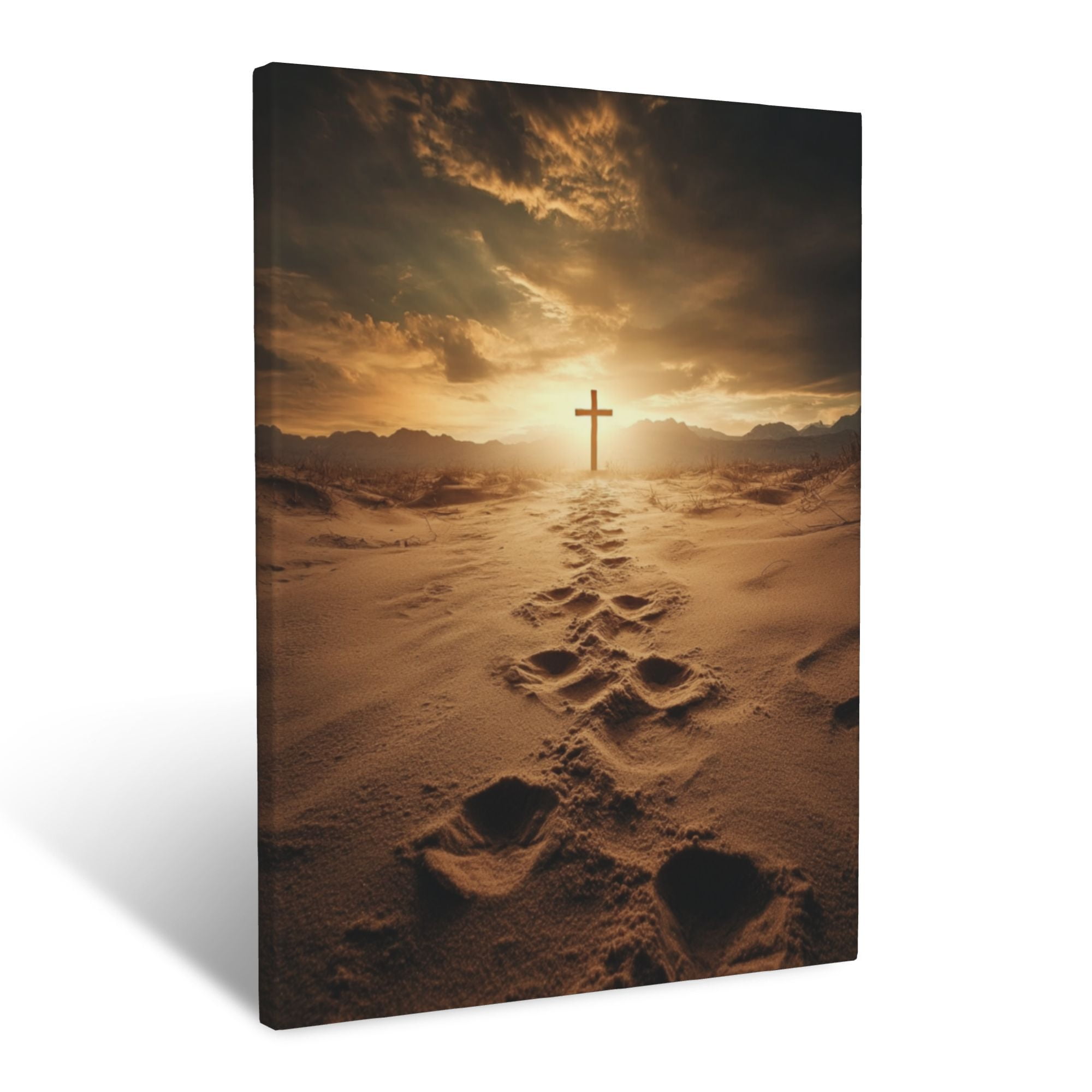 CozyNet Footprints Leading To Cross Symbolic Journey In Sand Under ...