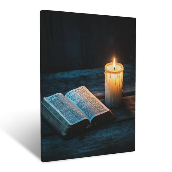 CozyNet A Glowing Bible Open Beside A Glowing Candle On A Rustic Wooden ...