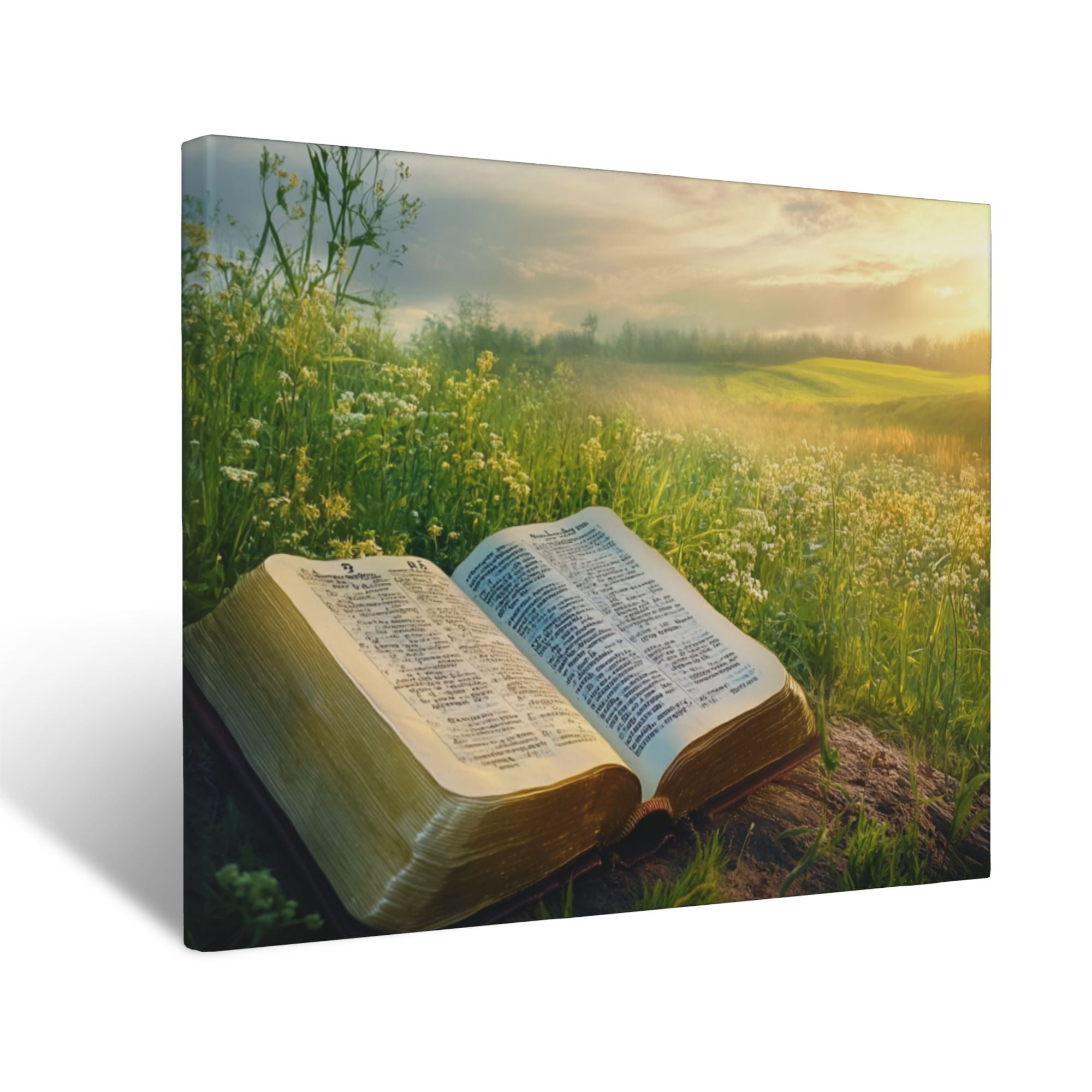 CozyNet Glowing Bible Open To Psalm 23, Surrounded By A Serene Pastoral ...