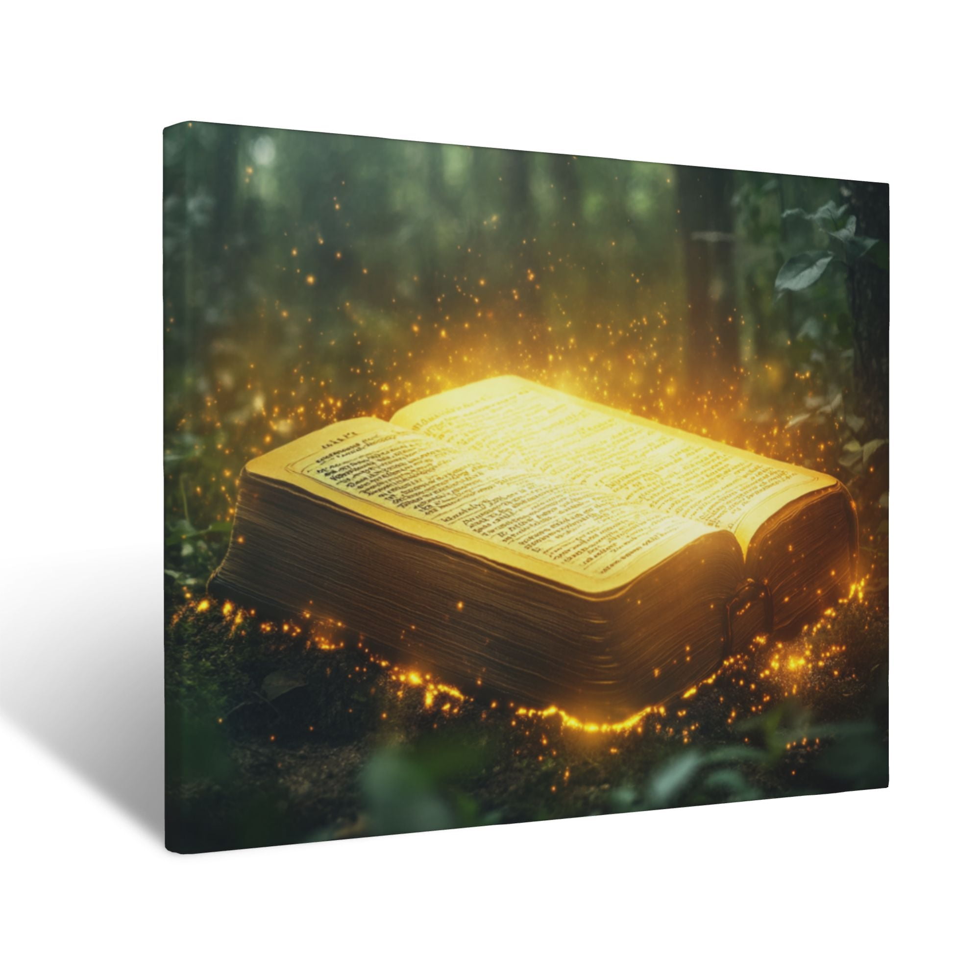 CozyNet Glowing Bible Radiating Golden Light In A Forest Symbolizing ...
