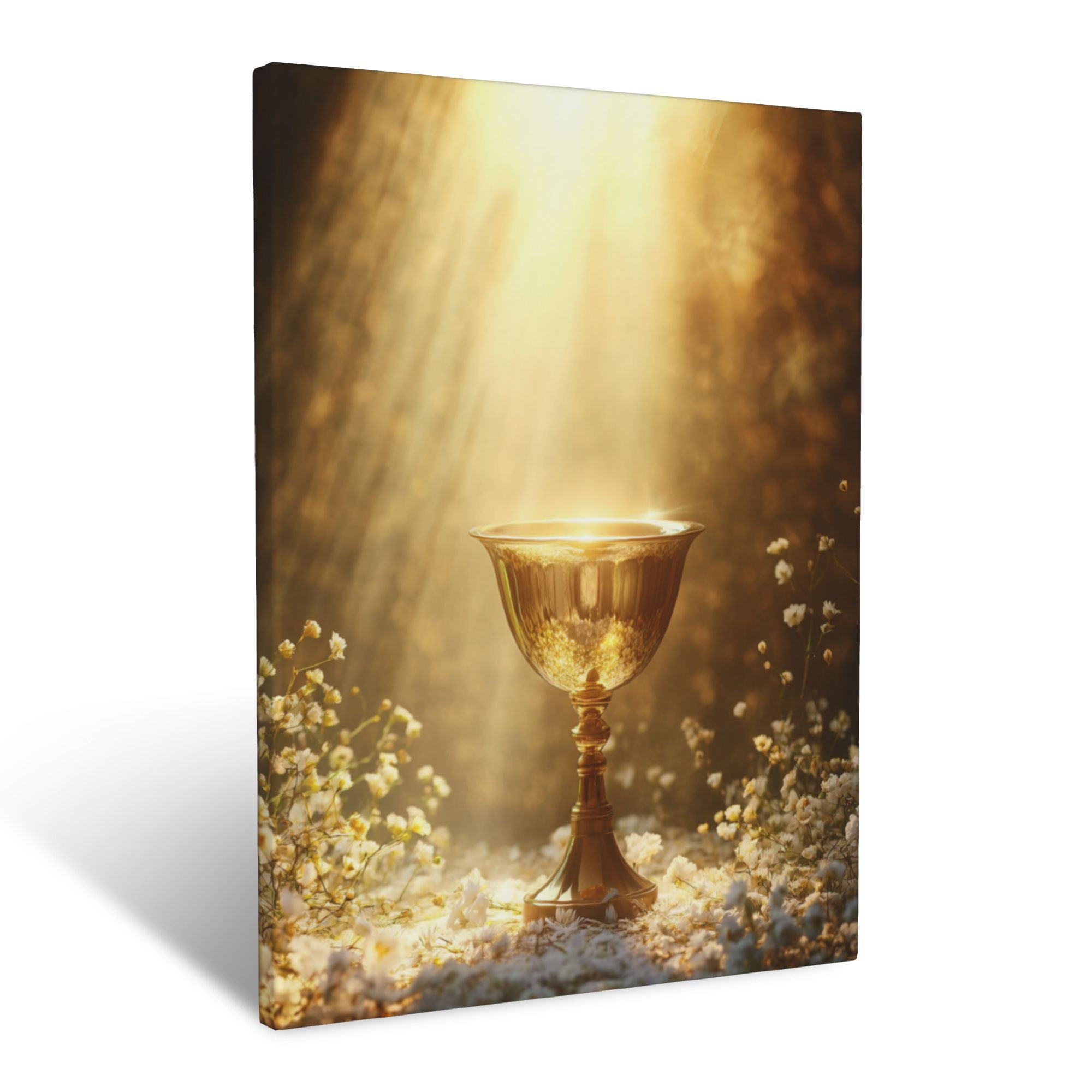 CozyNet Glowing Chalice On An Altar Surrounded By Soft Flowers & Golden ...