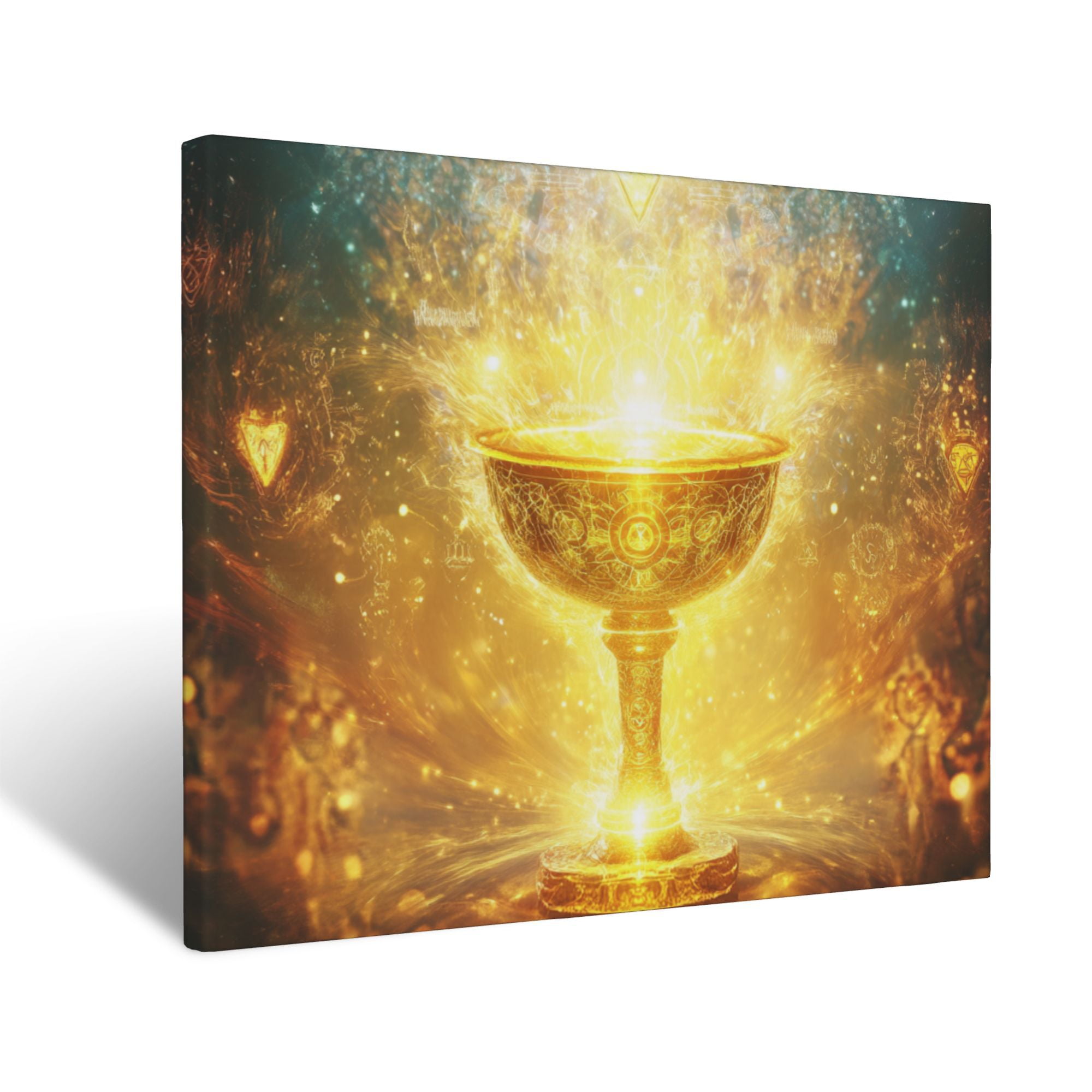 CozyNet Glowing Chalice Overflowing With Light, Surrounded By Symbols ...