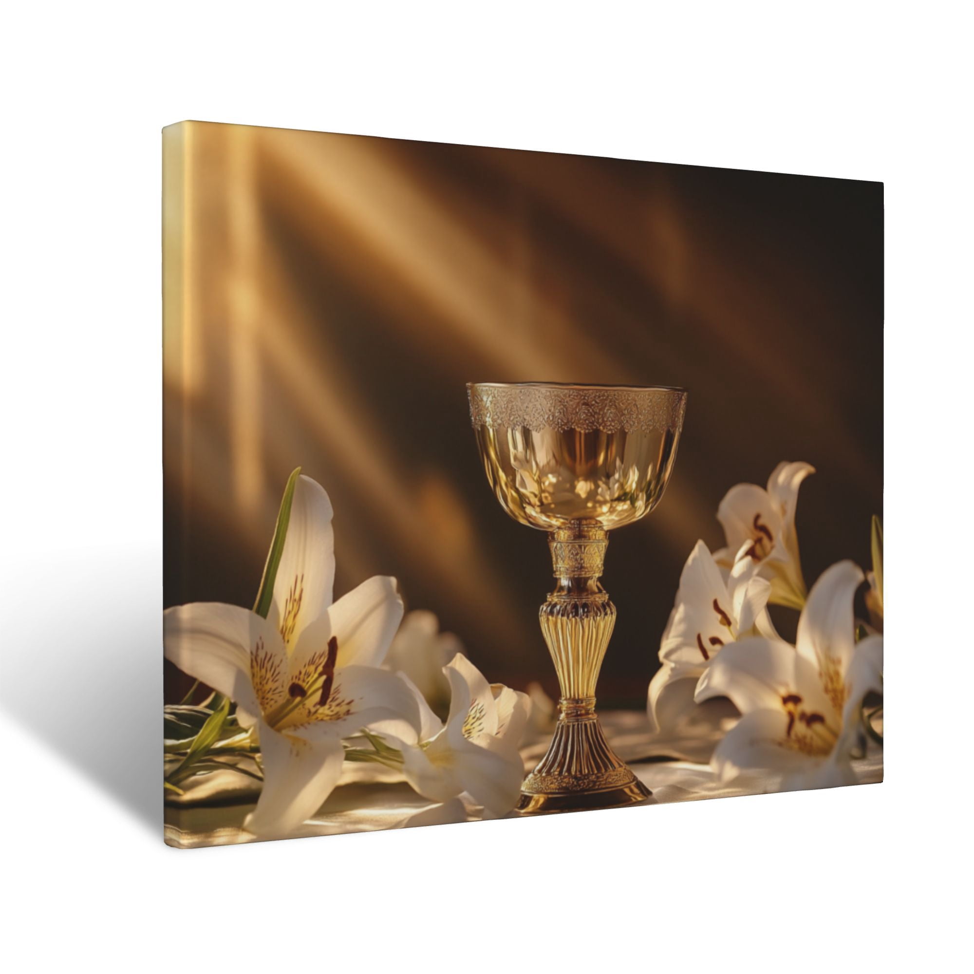 CozyNet Glowing Chalice Placed On A Table, Surrounded By Lilies And ...